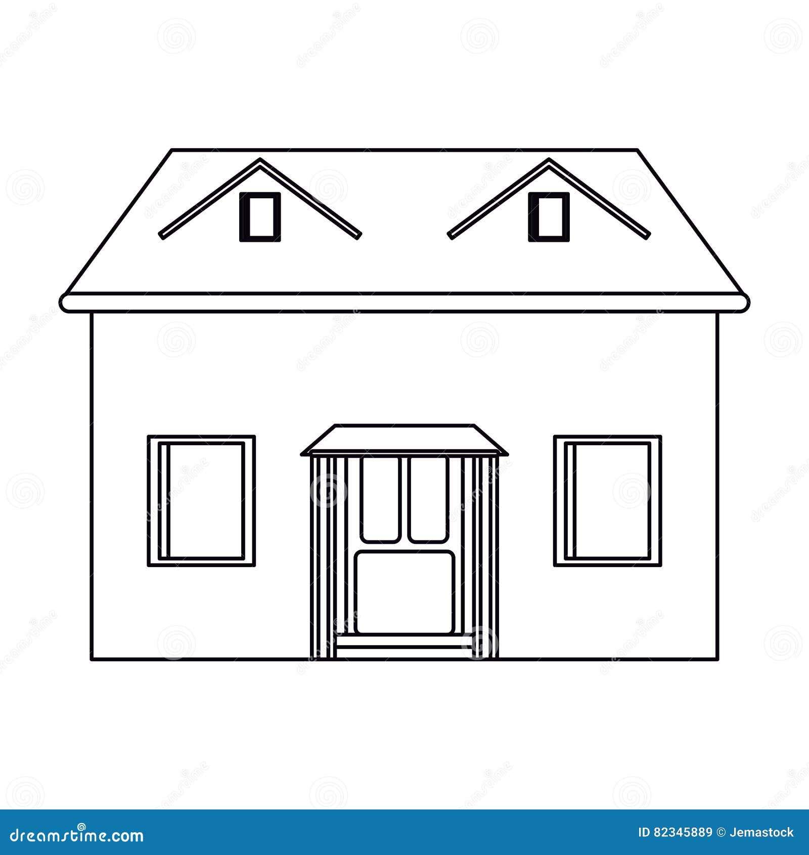 House Facade Loft Outline Icon Stock Vector - Illustration of property ...