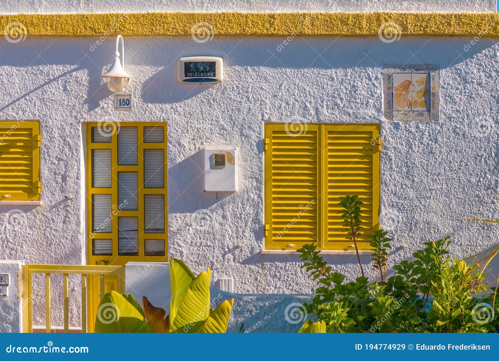 House Facade with Yellow Windows Stock Image - Image of design, house ...