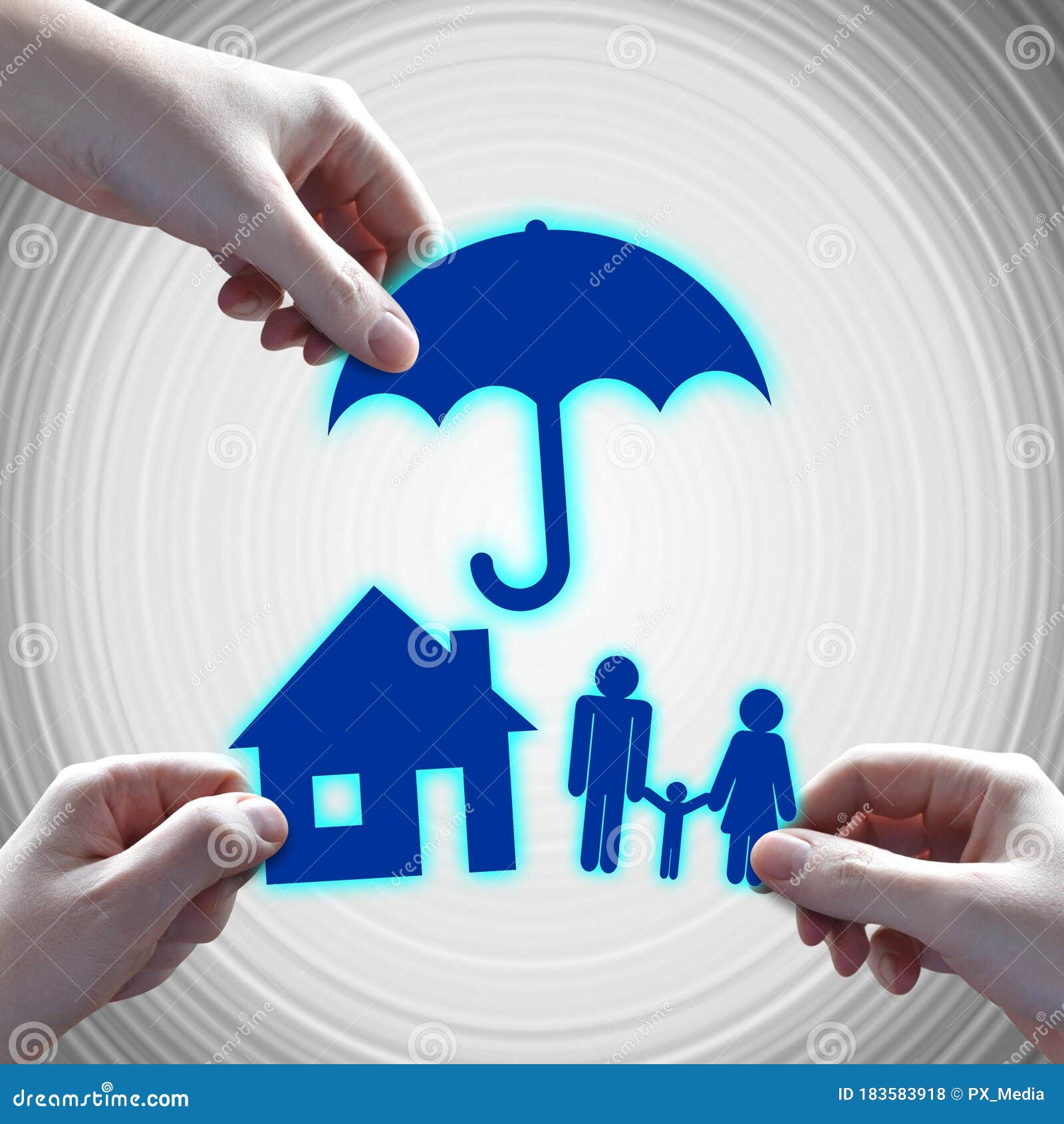 Family, House Insurance Policy Concept, Abstract Grey Background Stock ...