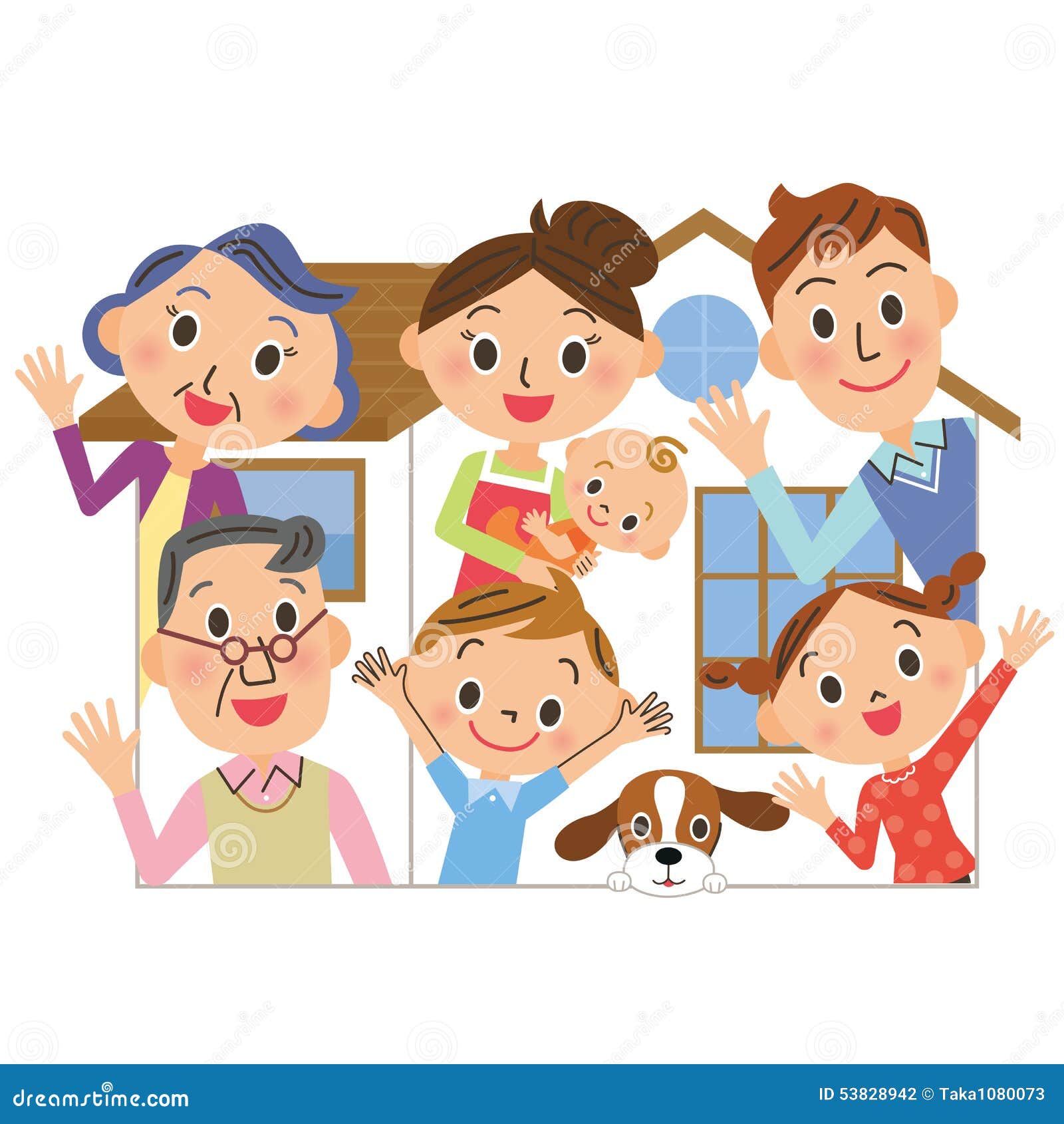 House Family Three Generation Stock Vector - Illustration of roof ...