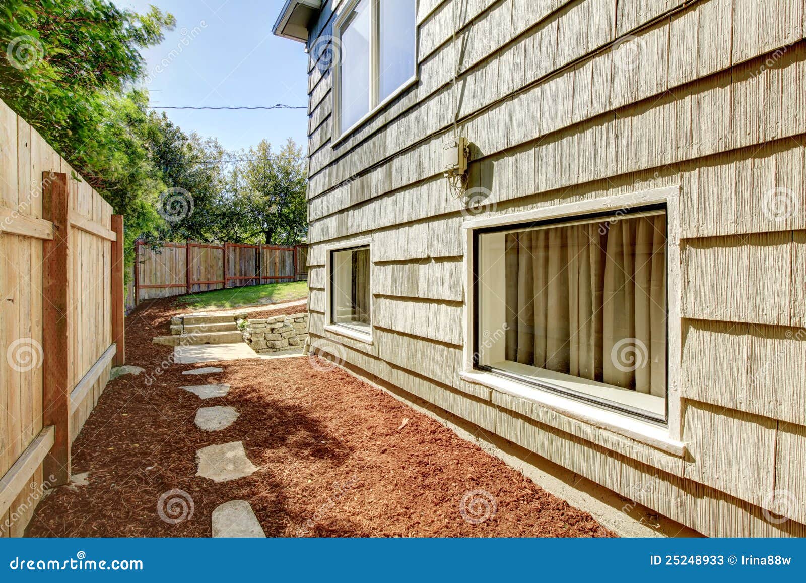 House with Fence and Space between. Stock Image - Image of american ...