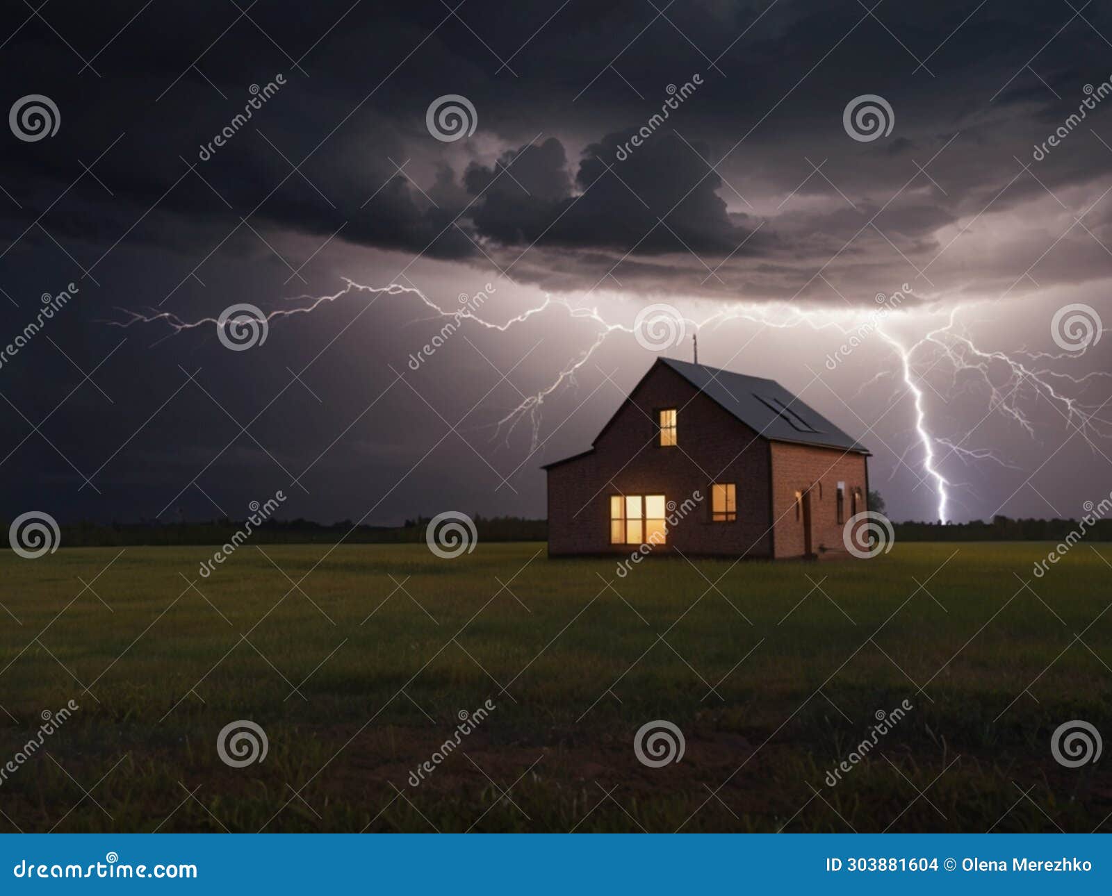 House in the field stock illustration. Illustration of country - 303881604