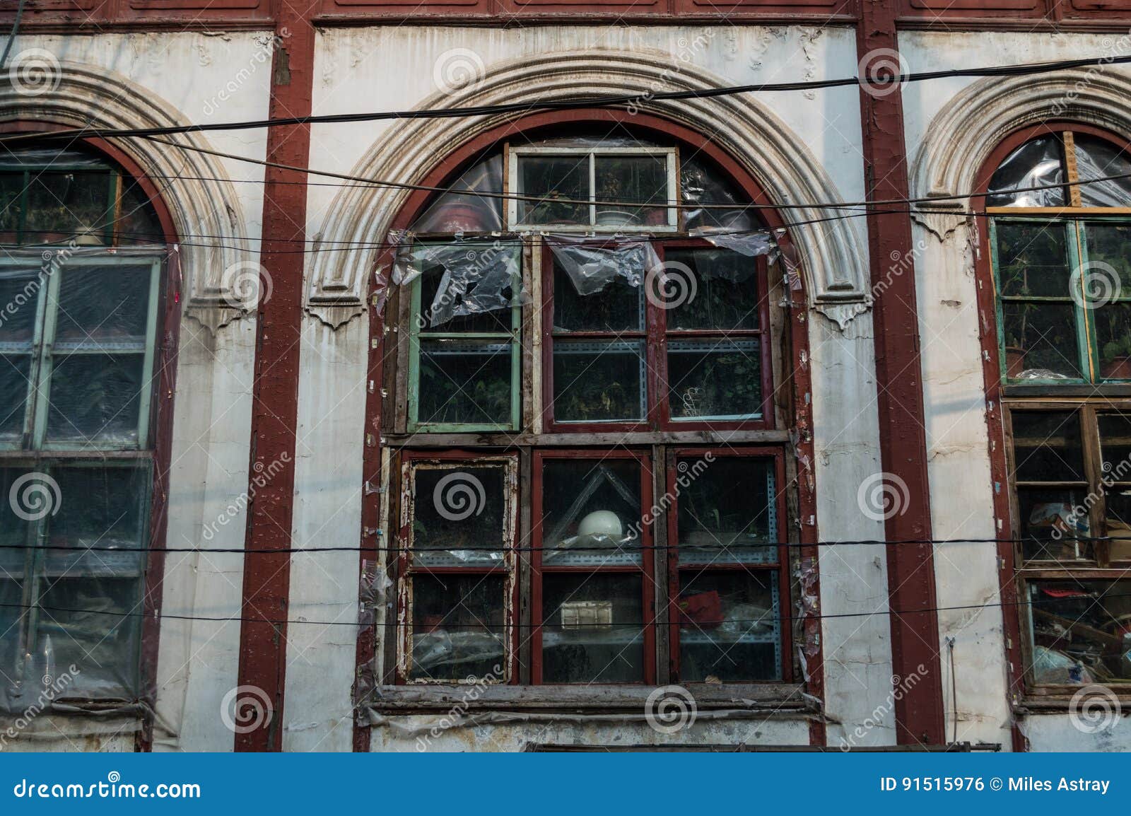 House Filled with Items Behind Windows in Beijing, China Stock Photo ...