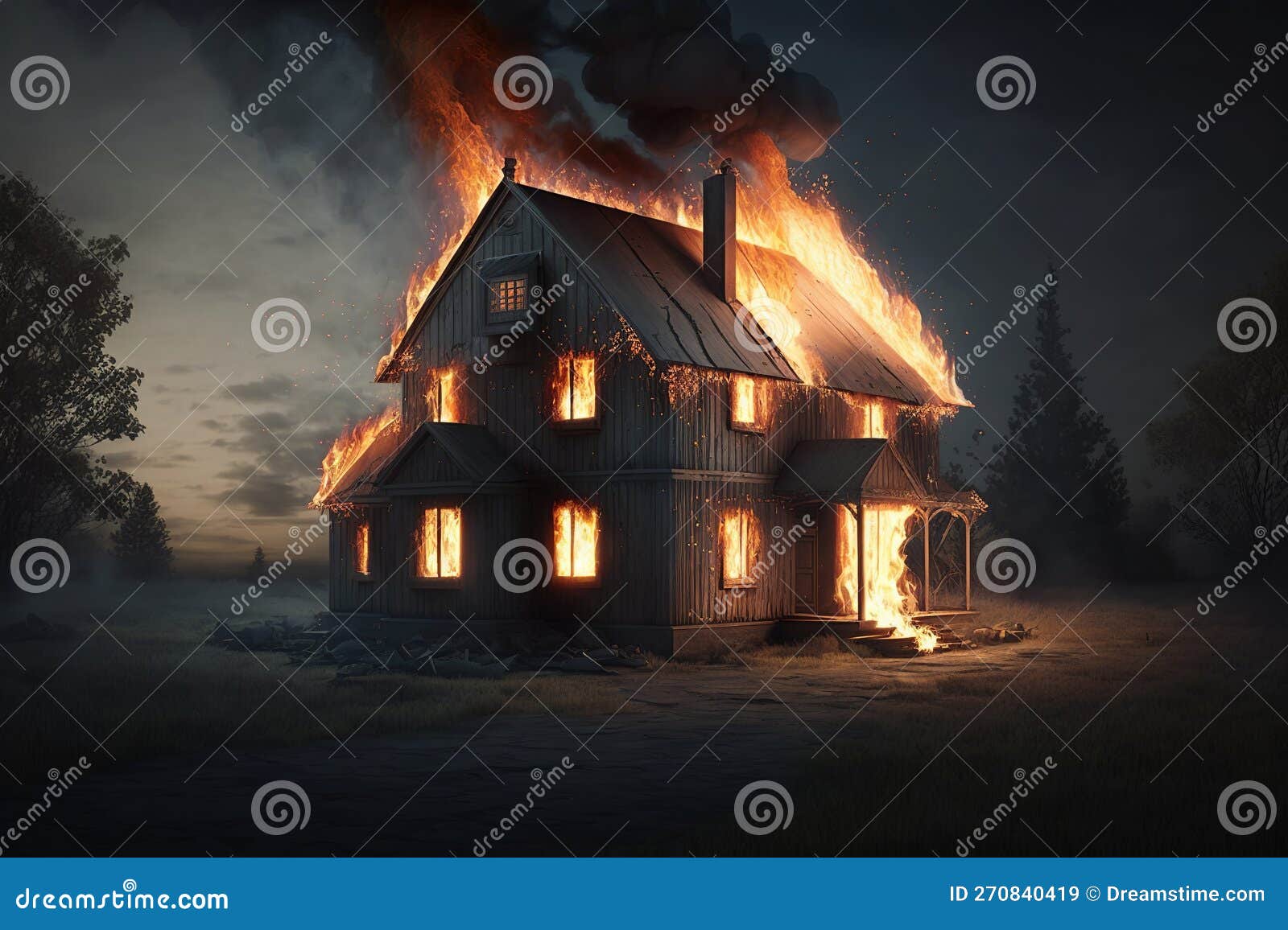 House or Fire and Burning Down, Home Insurance Concept. Generative Ai ...