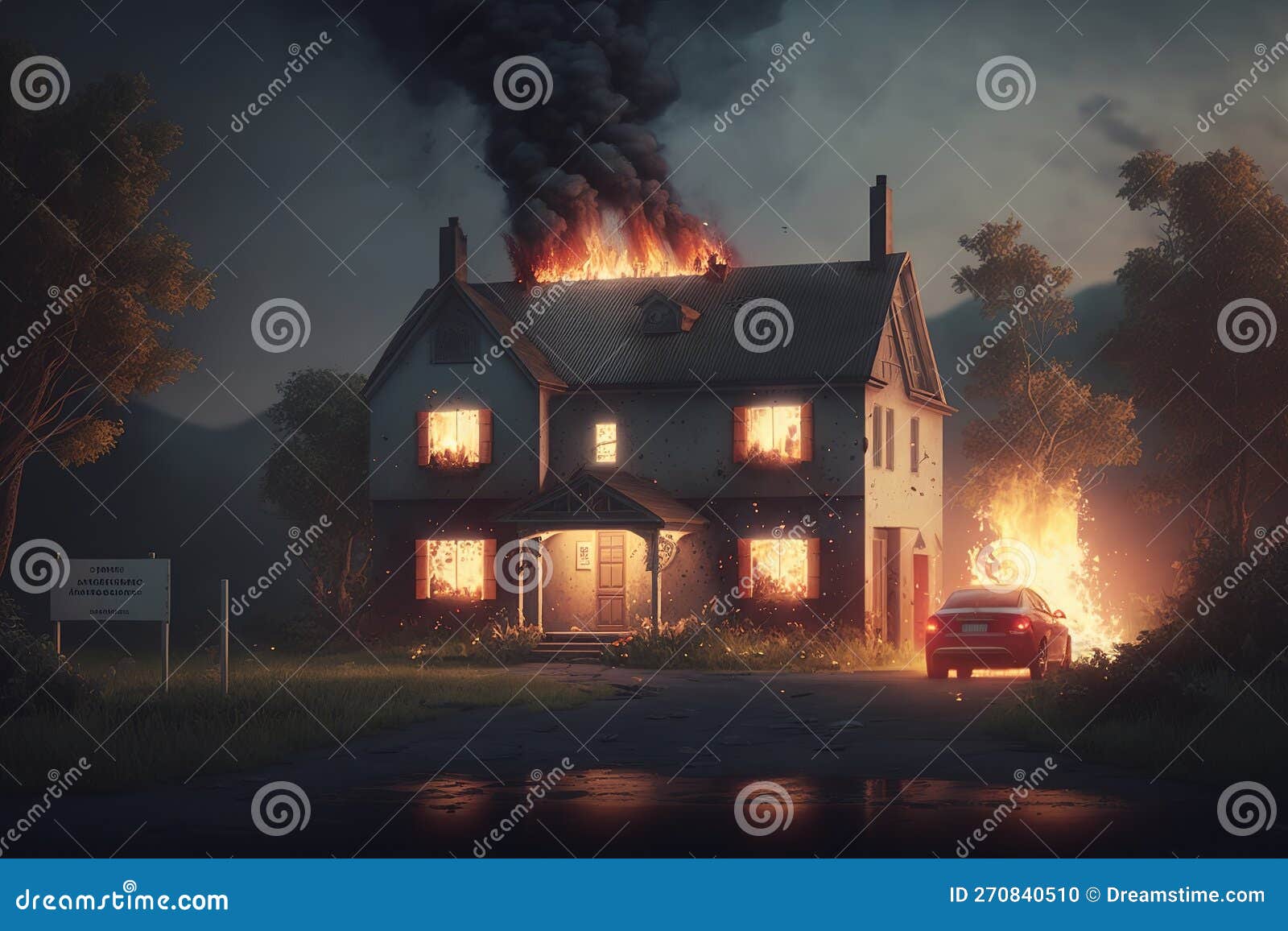 House or Fire and Burning Down, Home Insurance Concept. Generative Ai ...