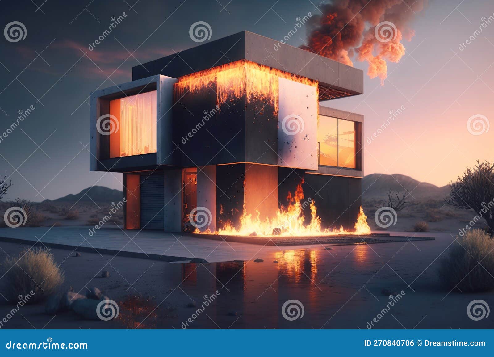 House or Fire and Burning Down, Home Insurance Concept. Generative Ai ...