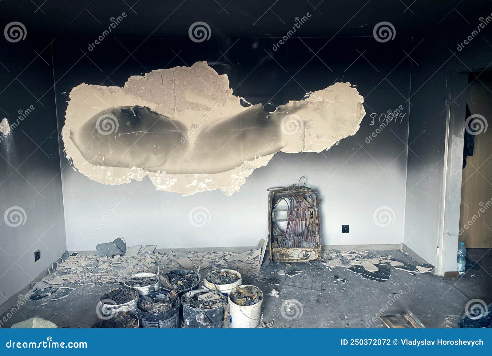 House after the Fire, Burnt Room from the Inside Stock Photo - Image of ...