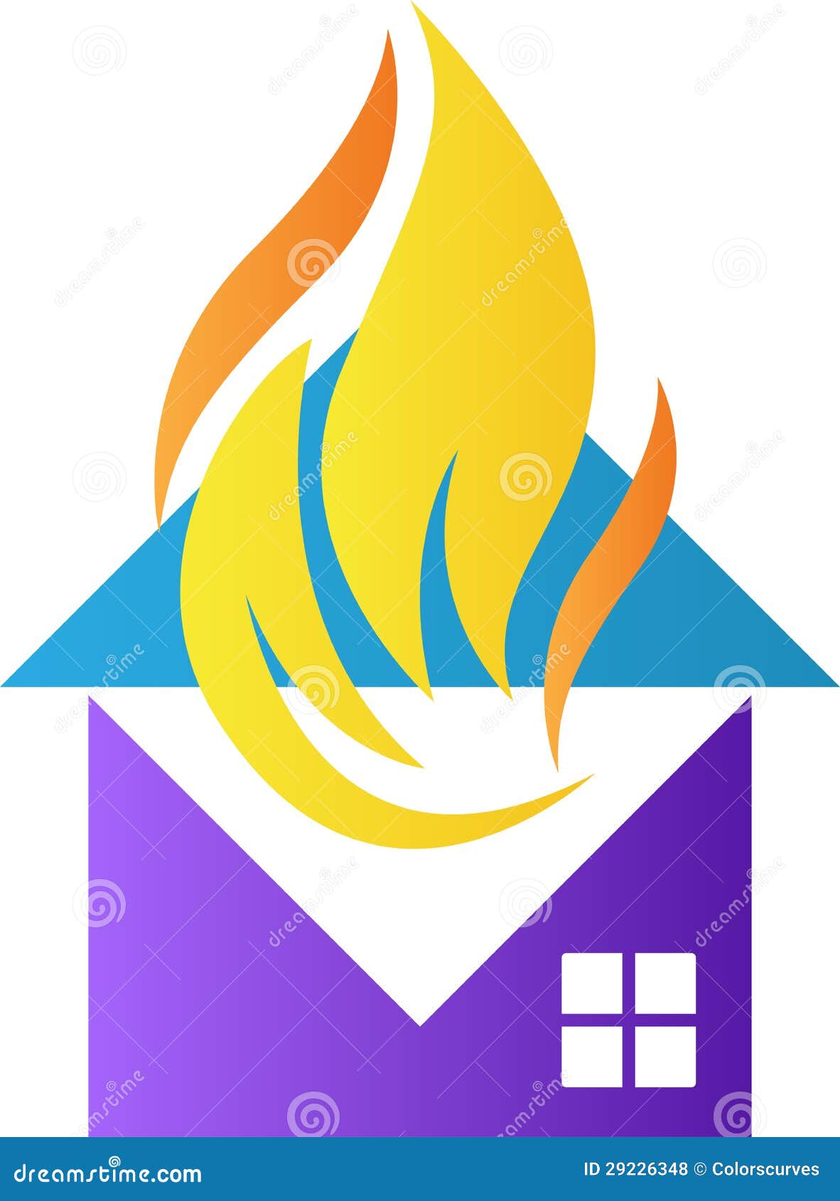 House In Flames Or With Asbestos Or Radon Radiation. Editable Clip Art ...