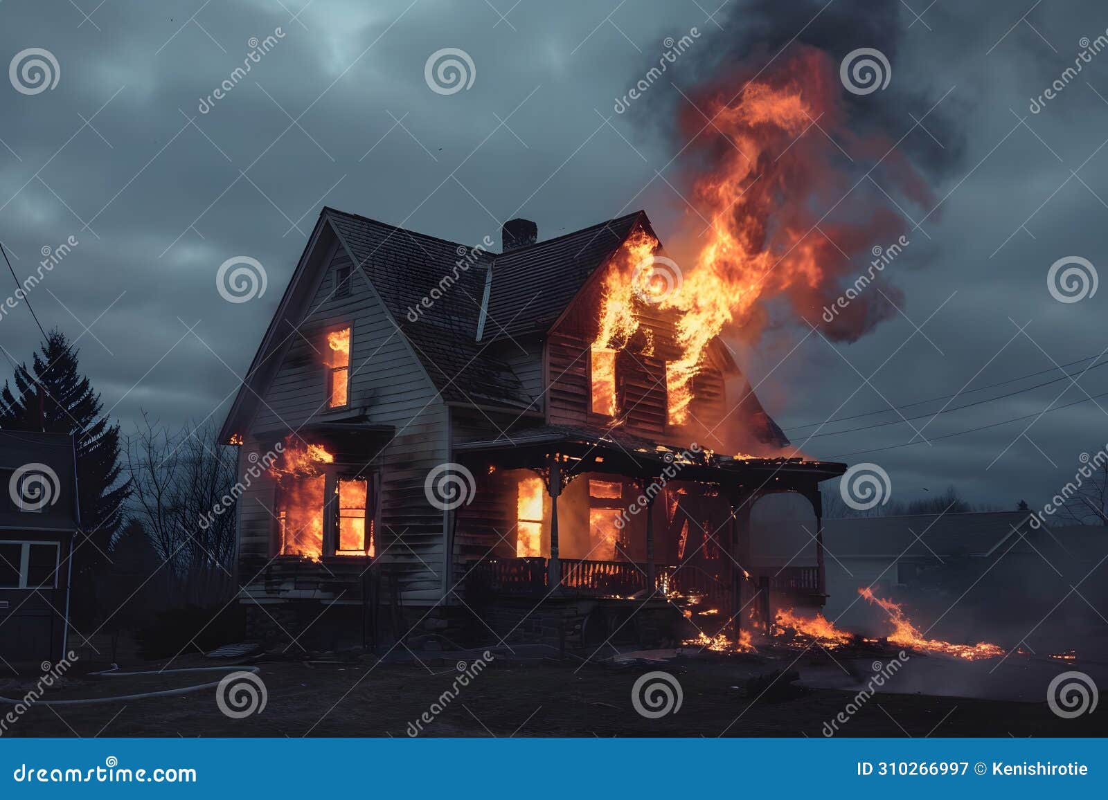 House on Fire with Flames and Smoke Stock Image - Image of dangerous ...