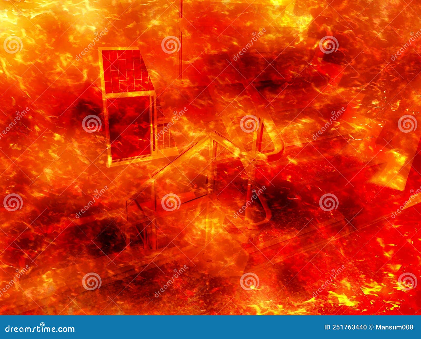 House Fire in the Hot Weather Stock Photo - Image of glowing, house ...