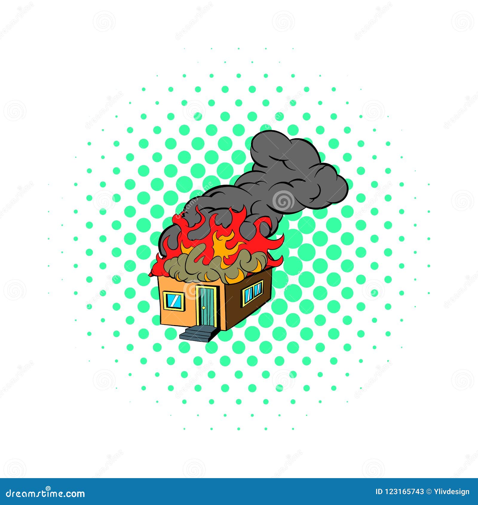House on Fire Icon, Comics Style Stock Illustration - Illustration of ...