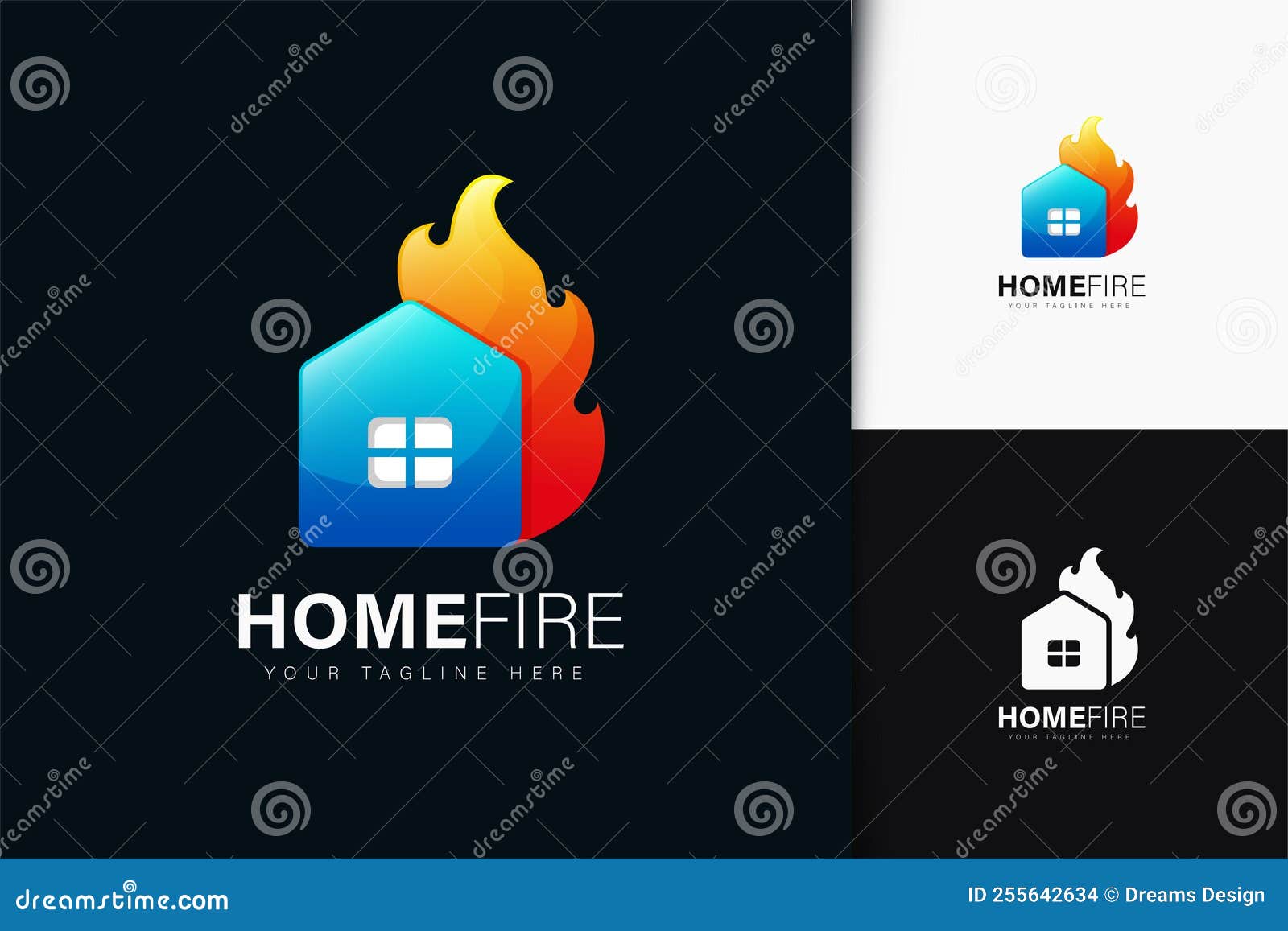 House Fire Logo Design with Gradient Stock Vector - Illustration of ...