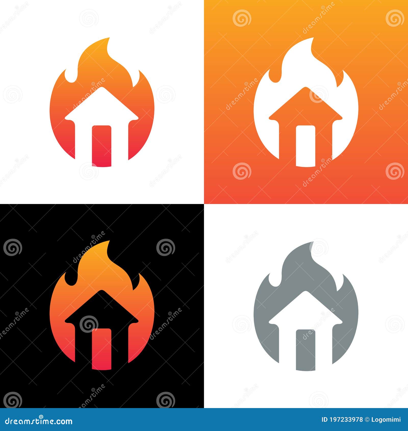 House and Fire Logo Template, Burning Home Icon, Building on Fire ...
