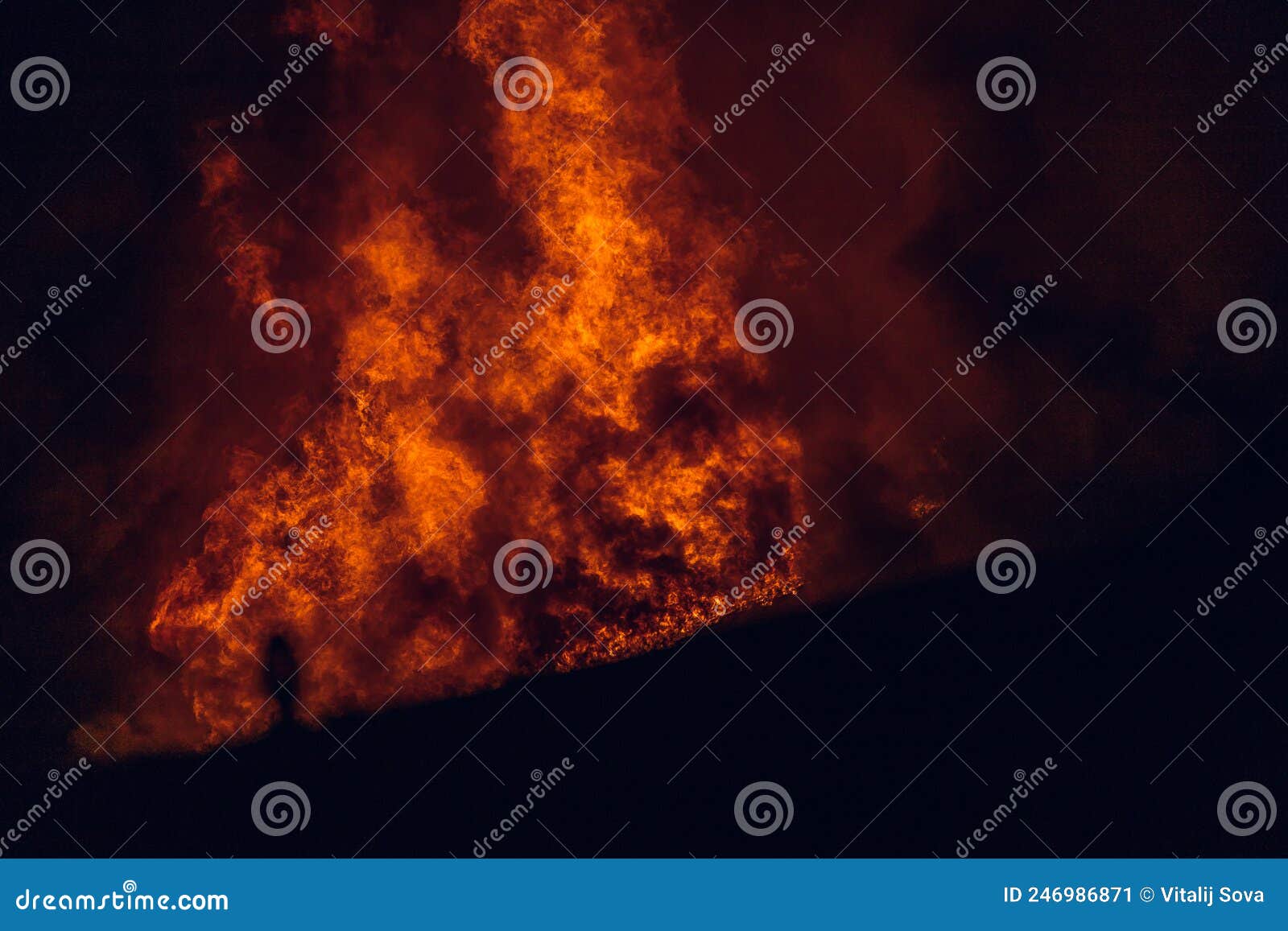 House on fire at night. stock image. Image of heat, motion - 246986871
