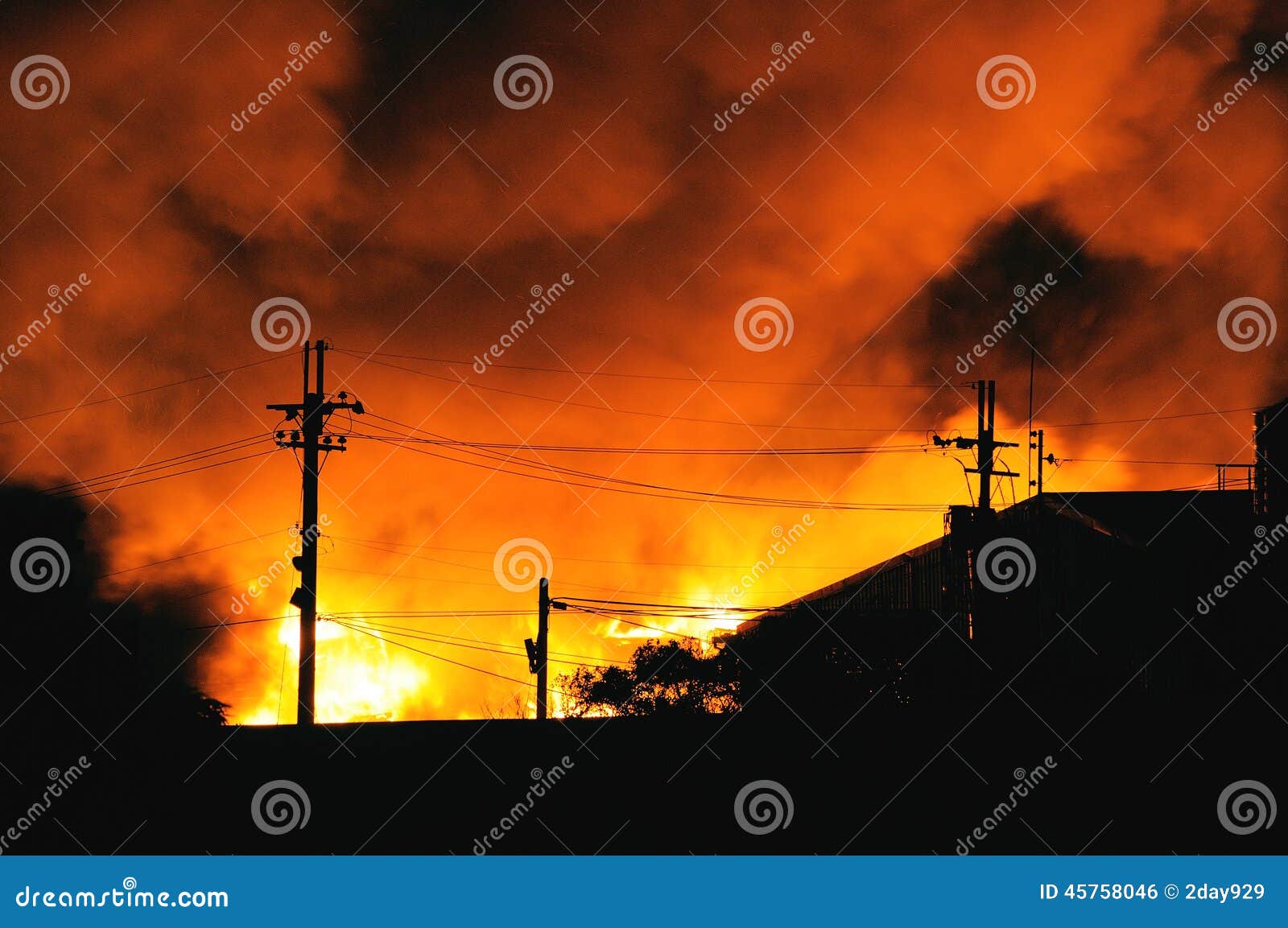 House Fire. Detail Images Conflagration From A Home Stock Photo ...