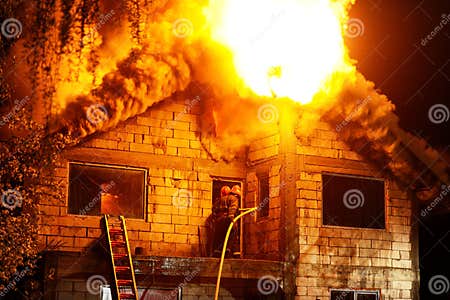 House in fire editorial stock photo. Image of loss, roof - 53501063