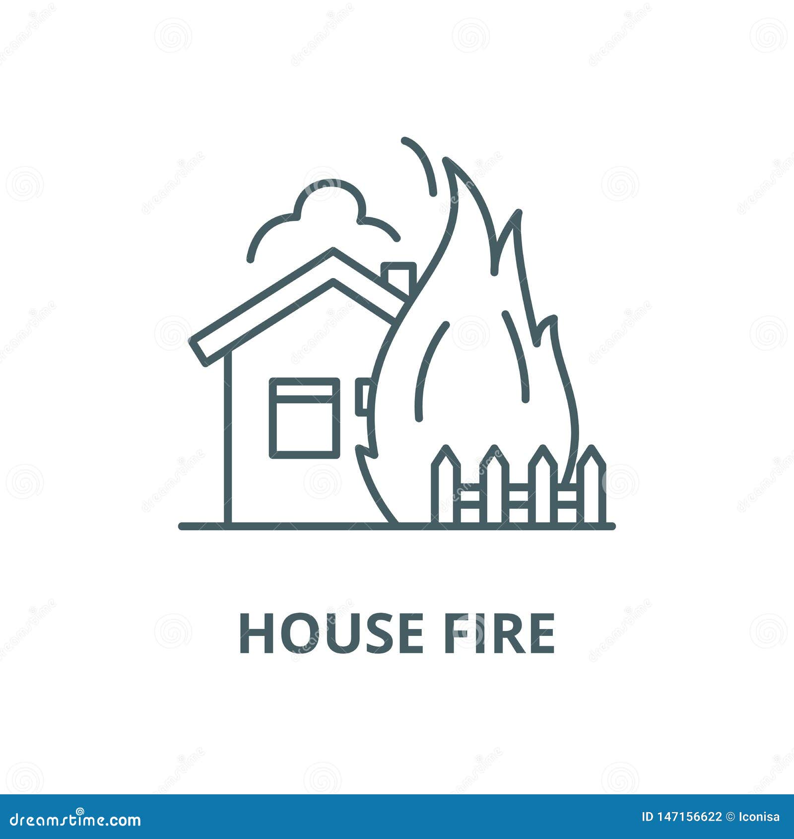 House Fire Vector Line Icon, Linear Concept, Outline Sign, Symbol Stock ...