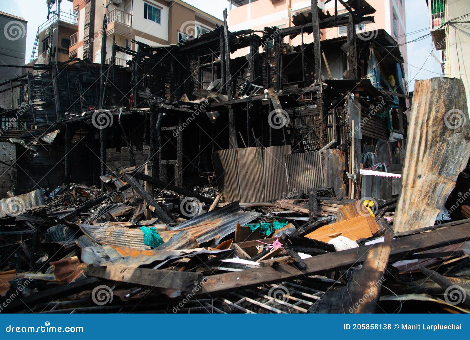 House on Fire in a Village, Rubble after the Fire Editorial Stock Photo ...