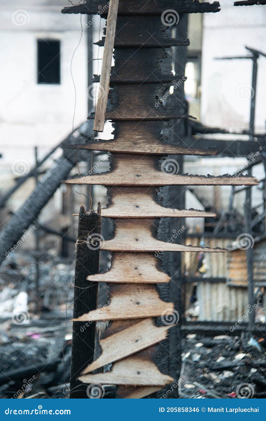 House on Fire in a Village, Rubble after the Fire. Editorial Photo ...