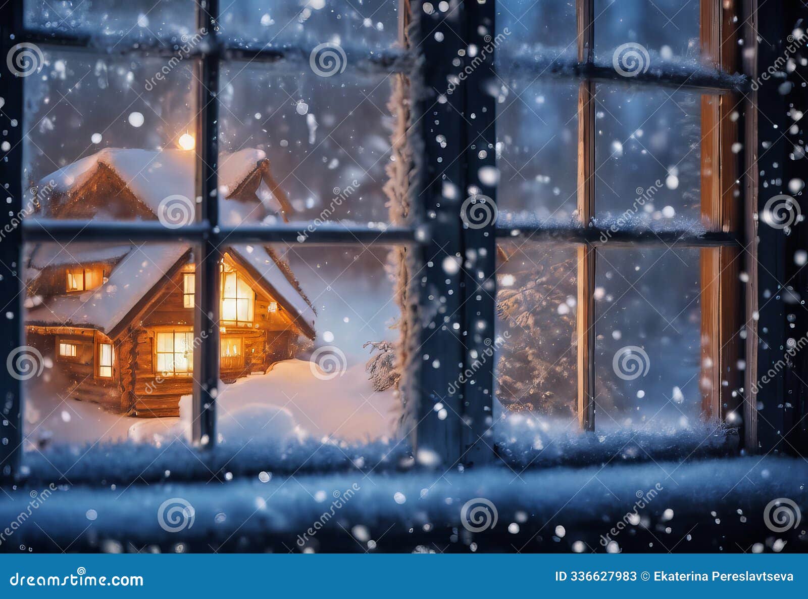 A House with a Fireplace and Snow Outside Stock Image - Image of ...