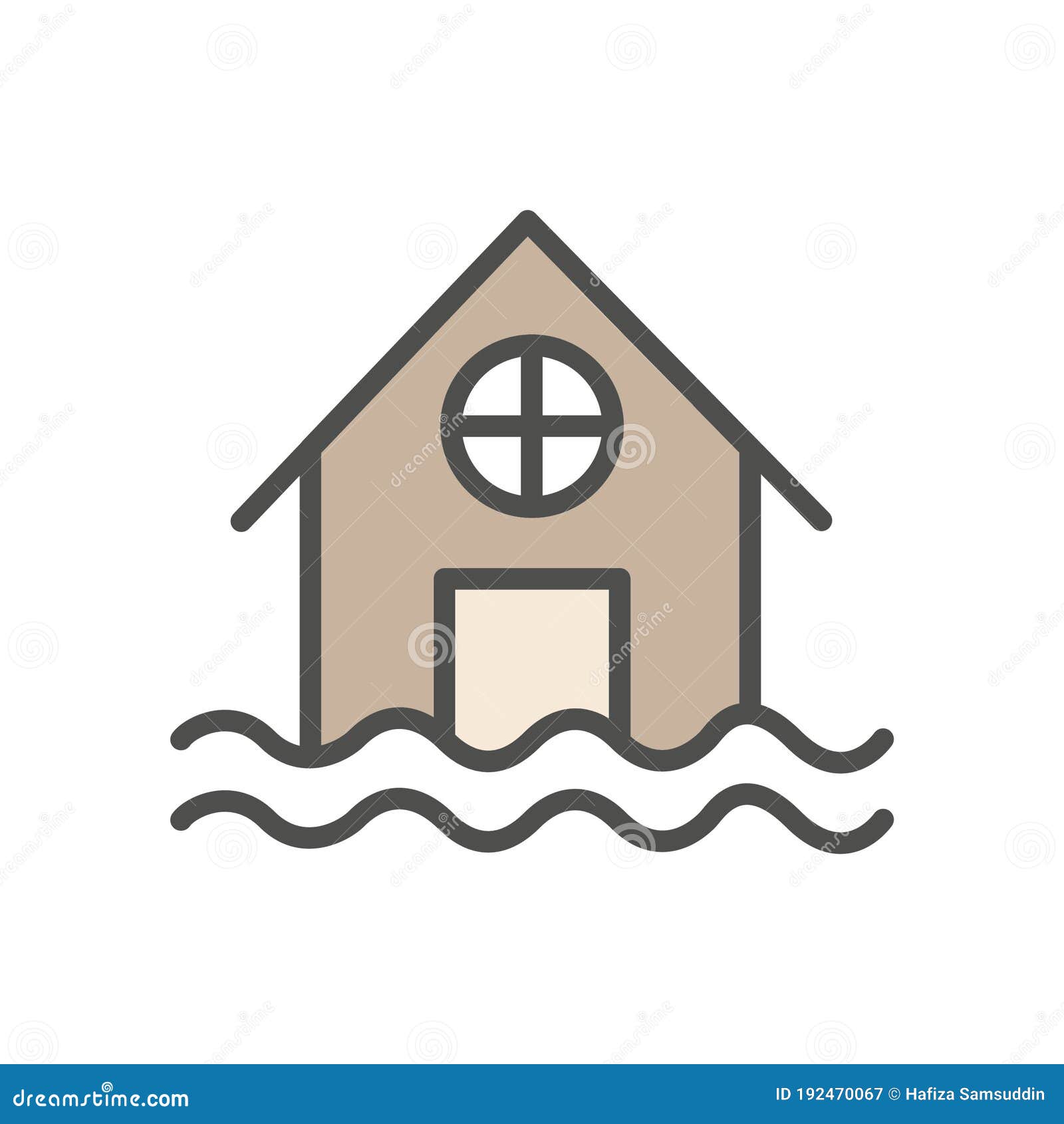 House in Flood. Vector Illustration Decorative Design Stock Vector ...