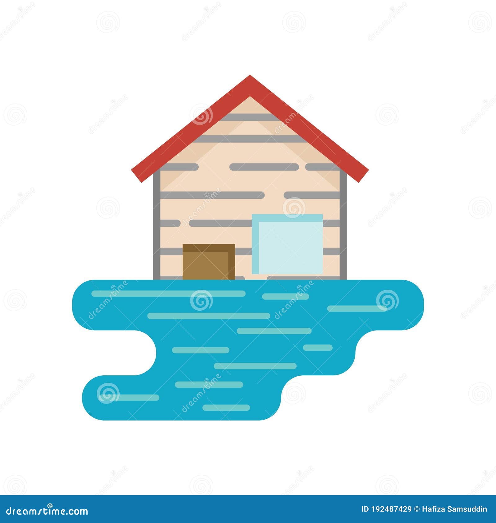 House in Flood. Vector Illustration Decorative Design Stock Vector ...