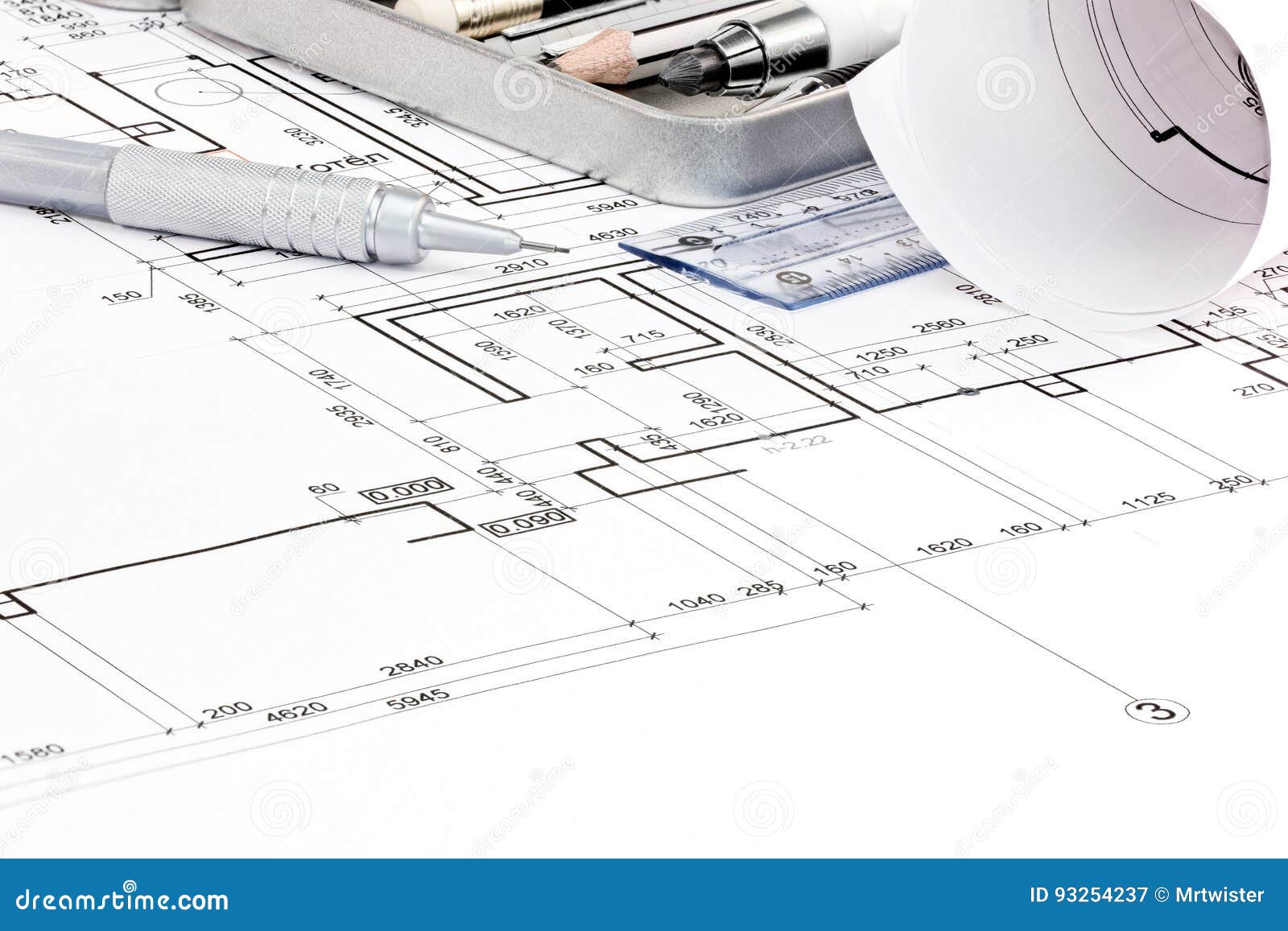 Blueprints Drawing Compass On Black Background Stock Photography ...