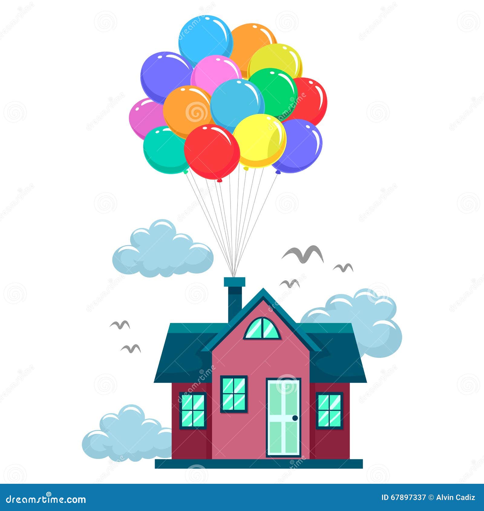 House Fly by Colorful Balloons Stock Vector - Illustration of family ...