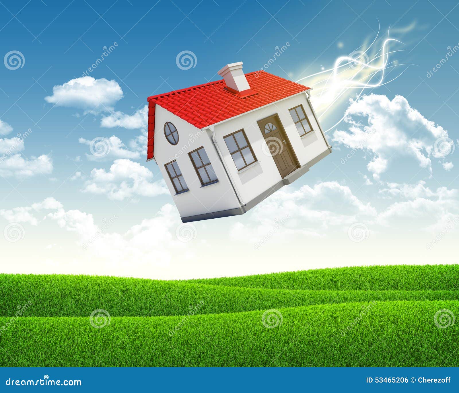 House flying in air stock illustration. Illustration of flying - 53465206