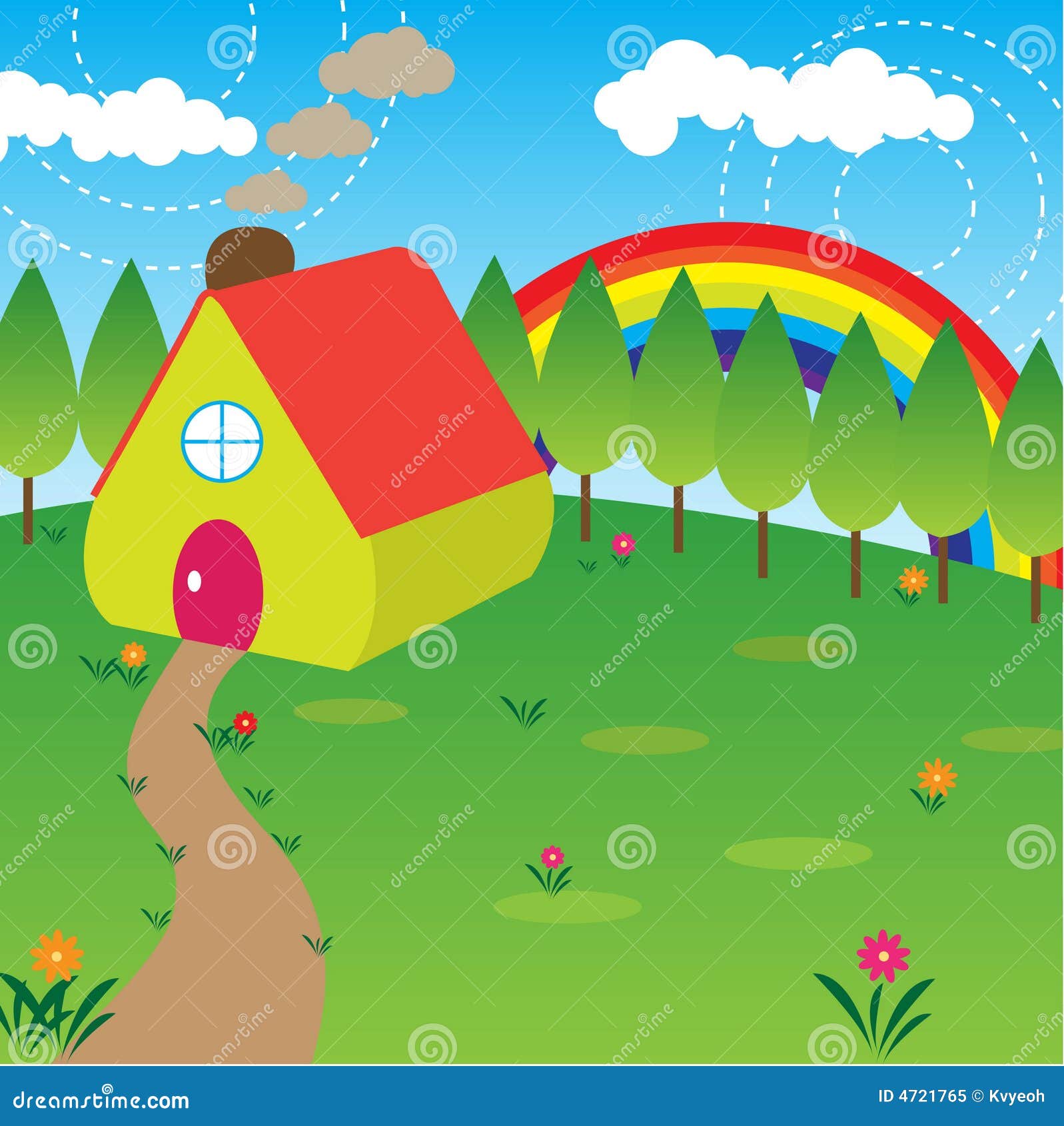 House in forest stock vector. Illustration of blossom - 4721765