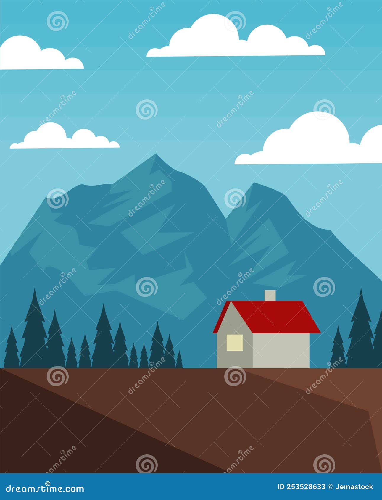 House in the forest stock vector. Illustration of fresh - 253528633