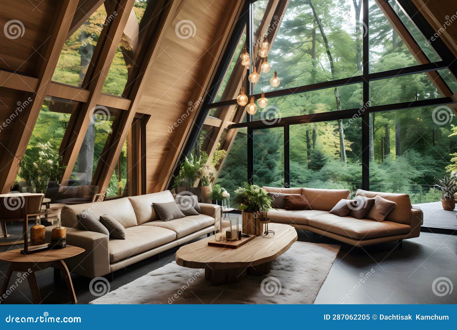 House in Forest Interior Design of Modern Living Room Ai Generated ...