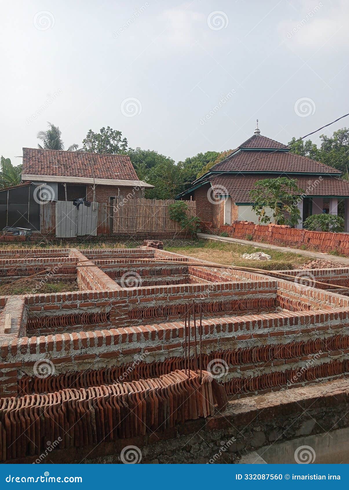 House Foundation Made of Bricks in the Countryside Stock Photo - Image ...