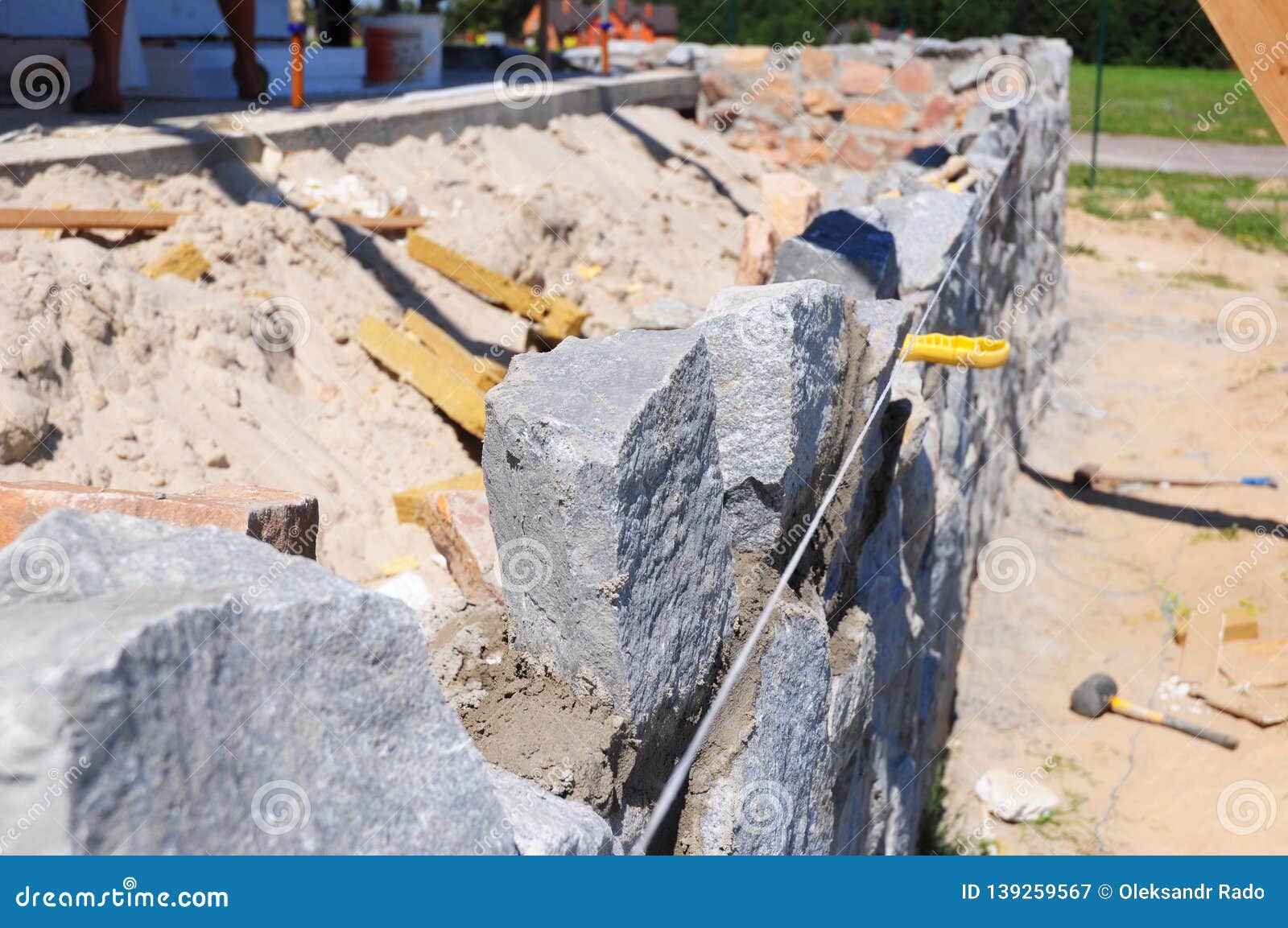 House Foundation Wall Construction from Rock and Concrete Stock Image ...