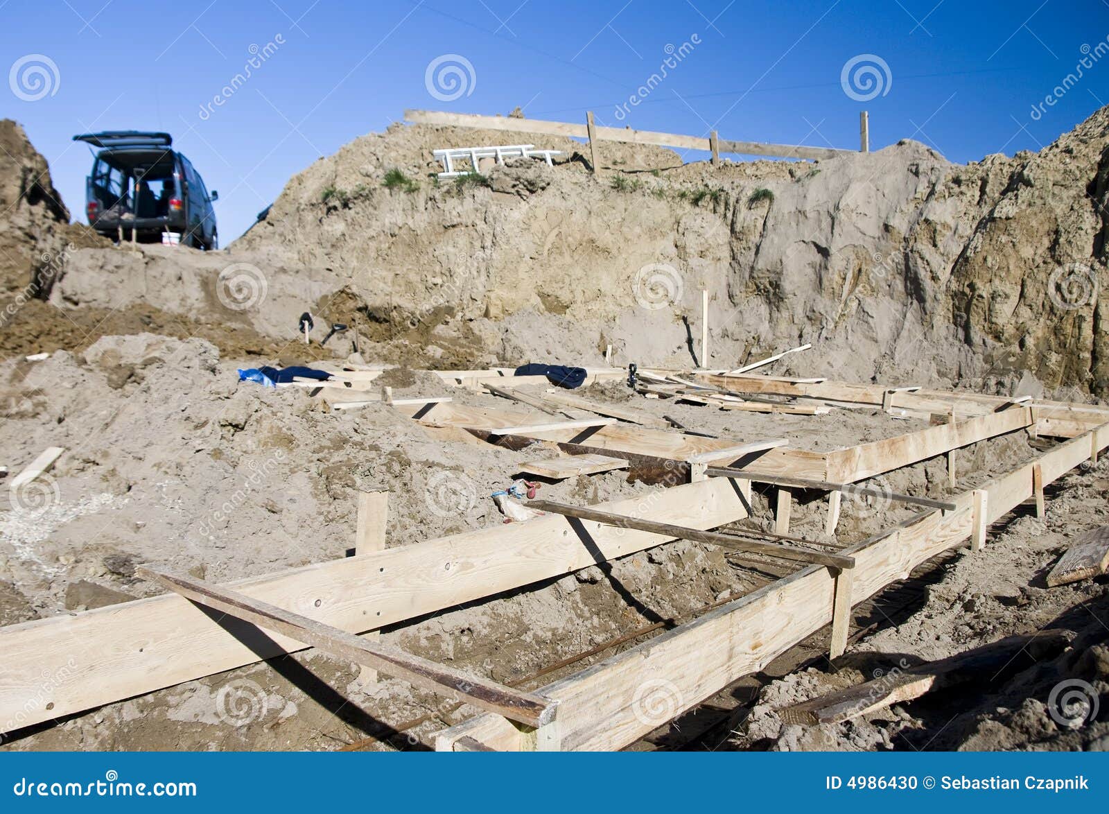 House foundations pit stock photo. Image of base, soil - 4986430