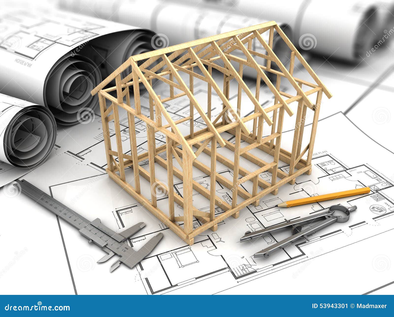 House frame model stock illustration. Illustration of plan - 53943301