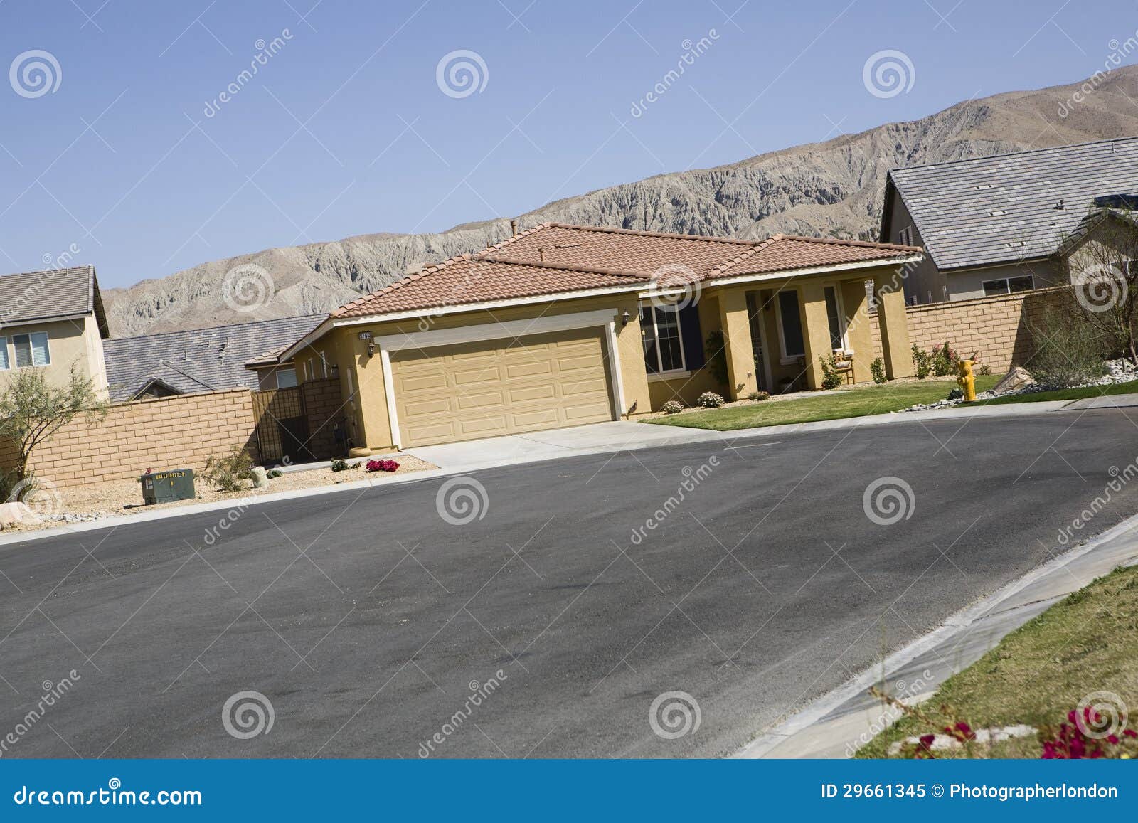 House in Front of Empty Road Stock Image - Image of abode, garage: 29661345
