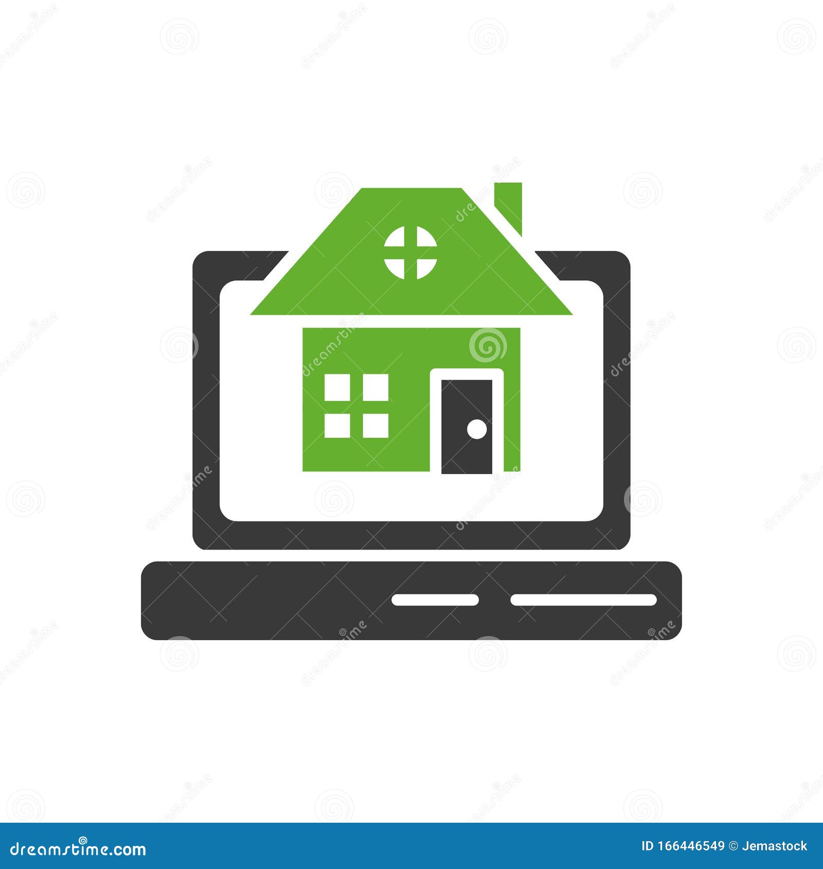 House Front Facade in Laptop Computer Stock Vector - Illustration of ...