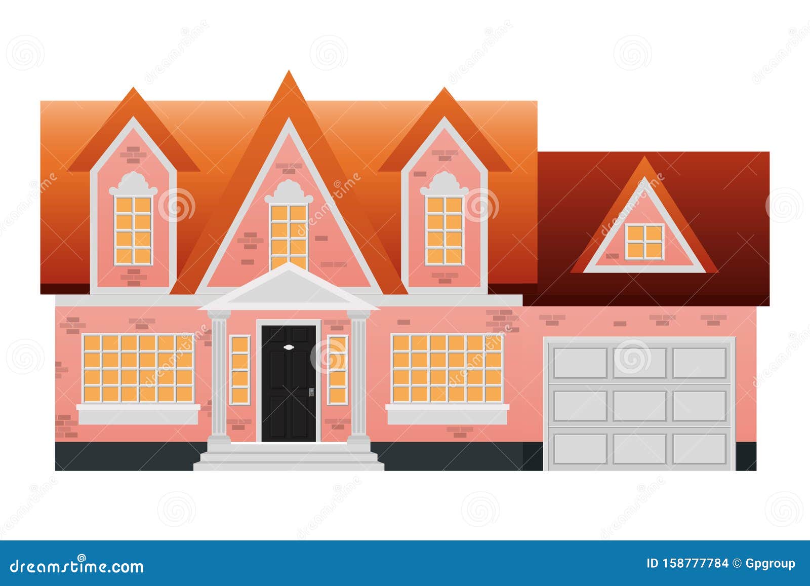 House Front Facade Scene Icon Stock Vector - Illustration of mansion ...
