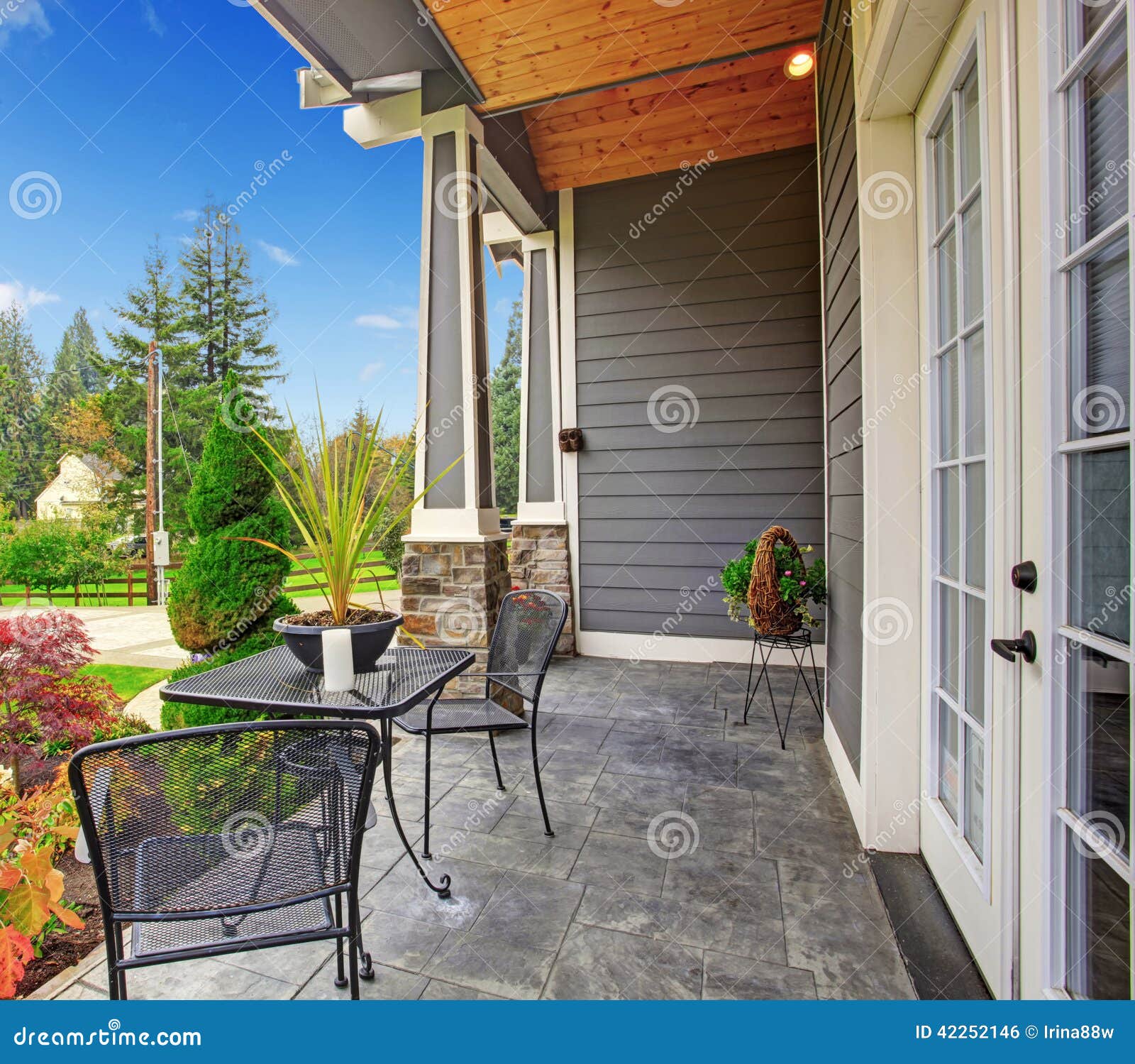 House front porch view stock photo. Image of landscape - 42252146