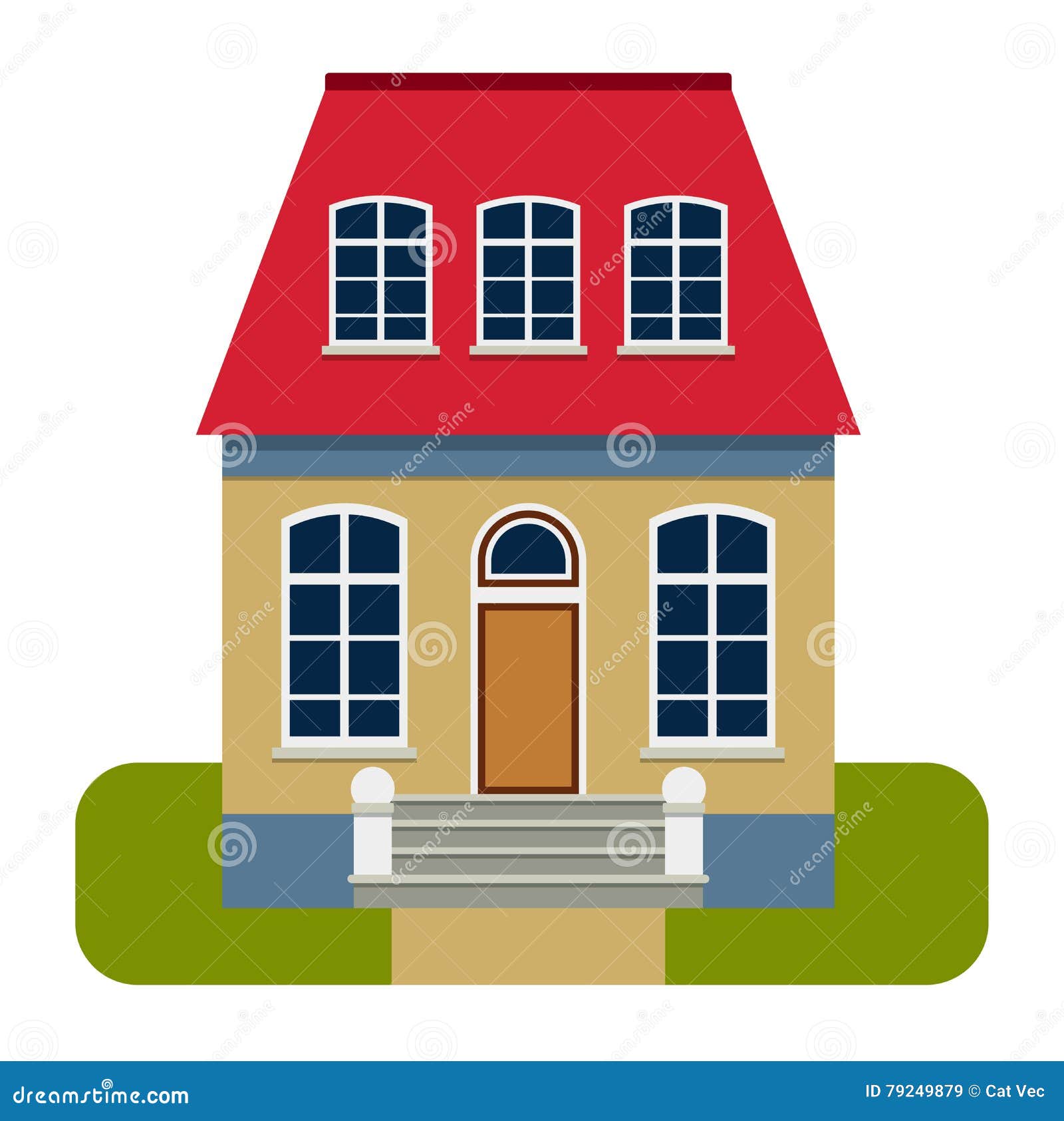 House Front View Vector Illustration Stock Vector - Illustration of ...