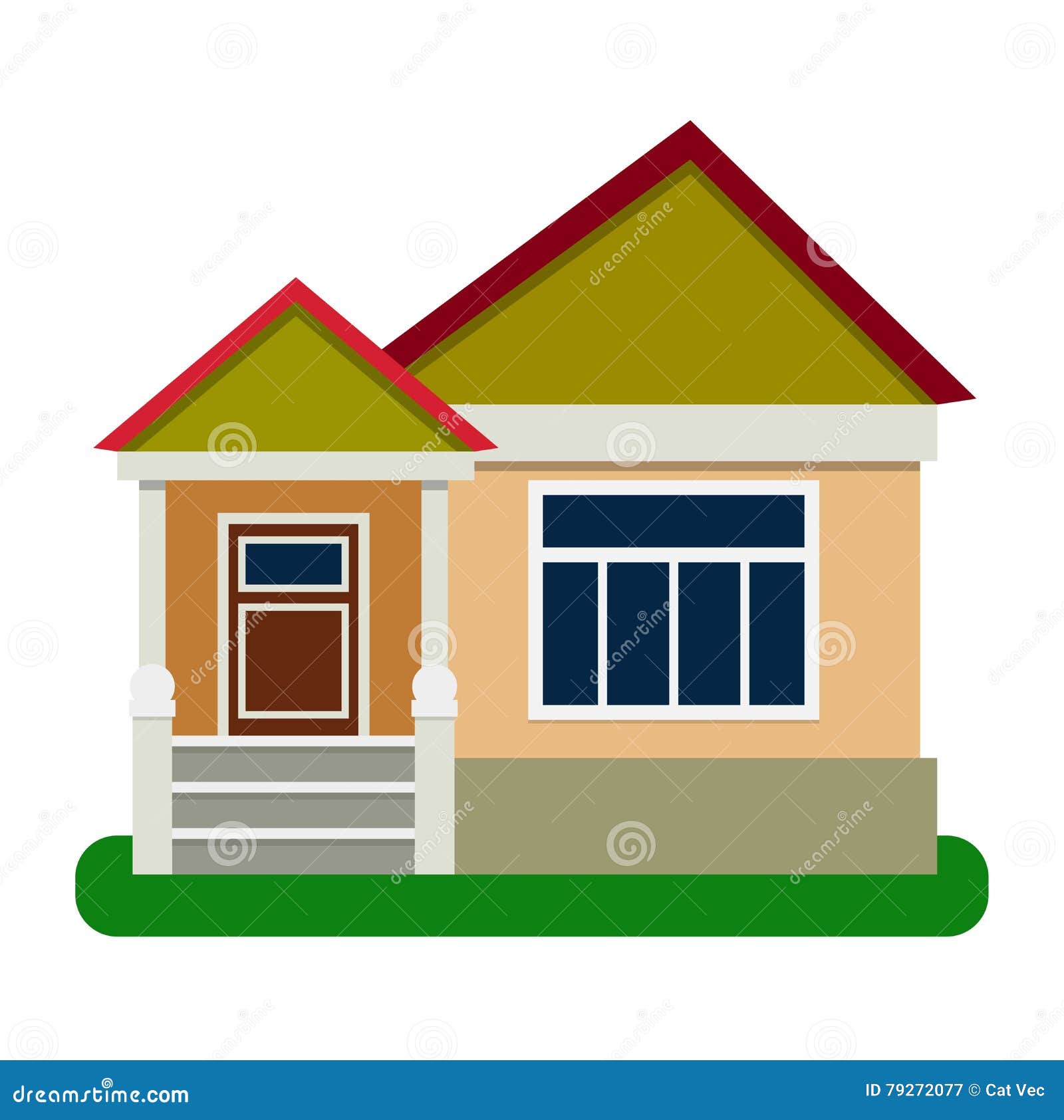House Front View Vector Illustration Stock Vector - Illustration of ...