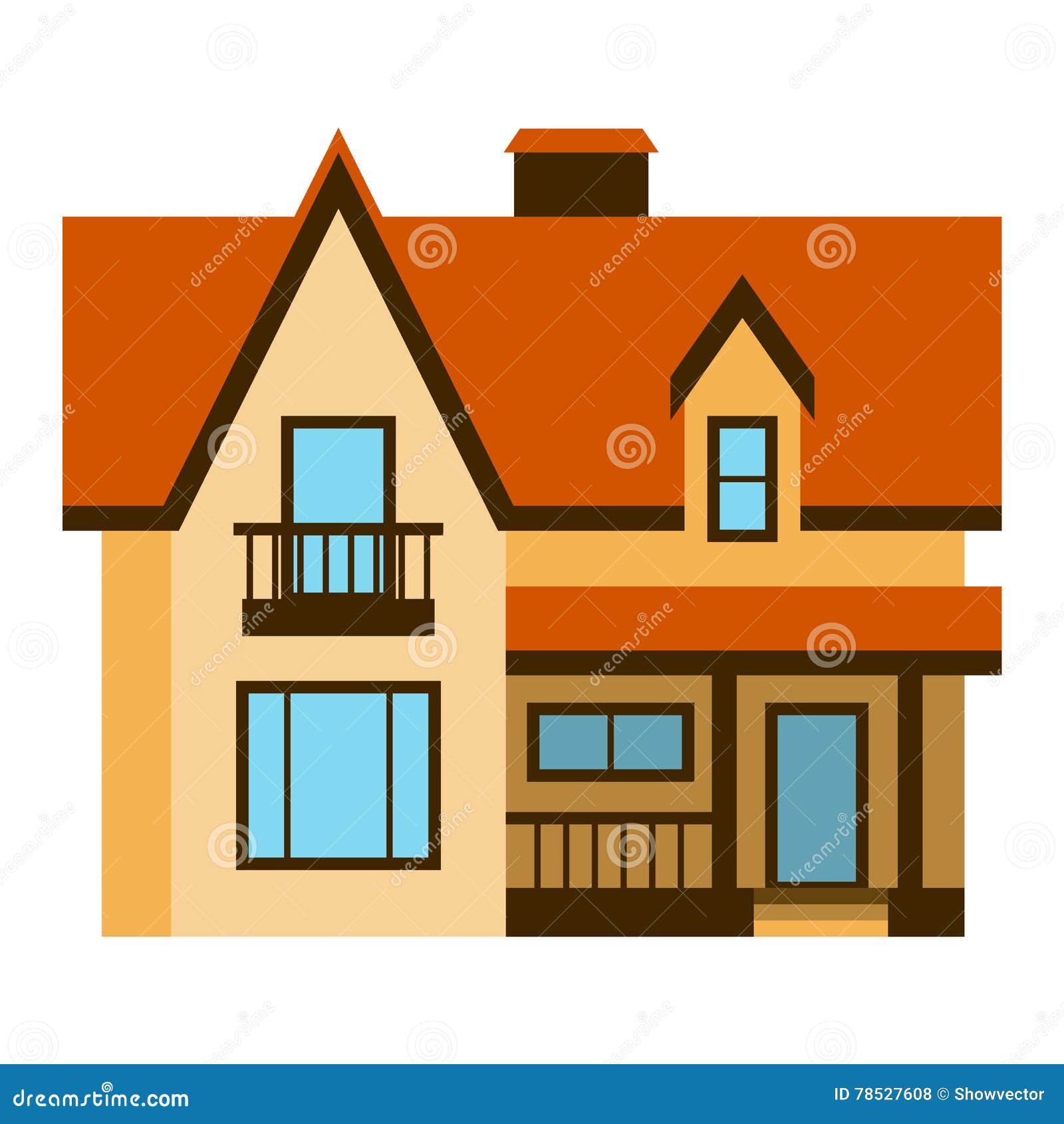 House Front View Vector Illustration Stock Vector - Illustration of ...