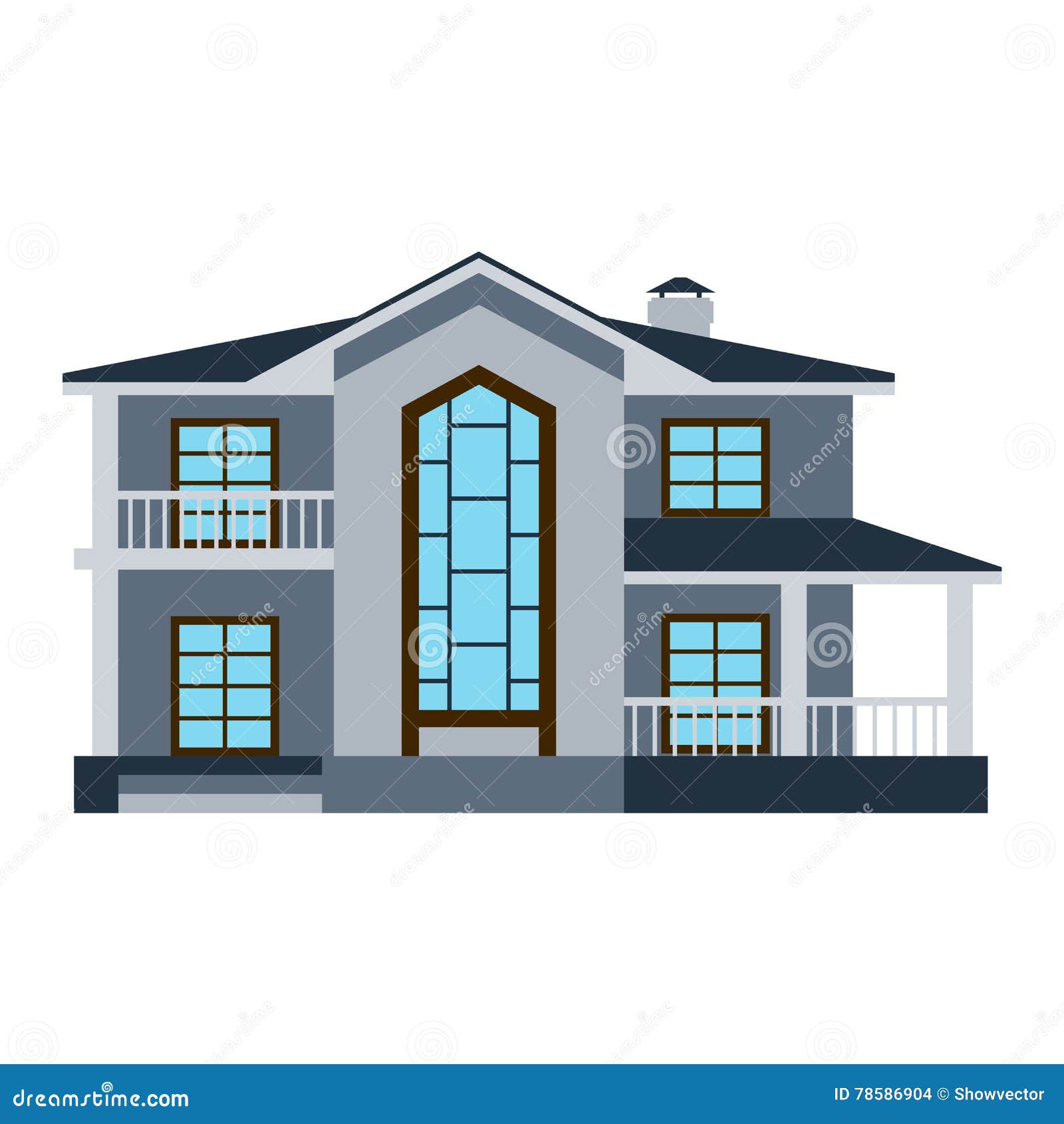 House Front View Vector Illustration Stock Vector - Illustration of ...