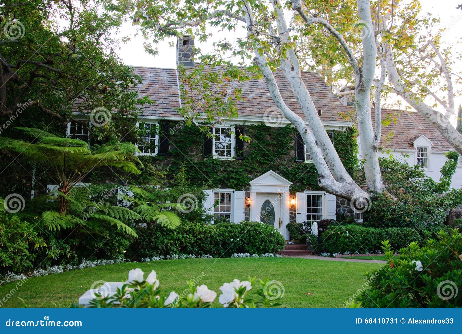 House with Frontyard and Garden Path Stock Image - Image of decoration ...