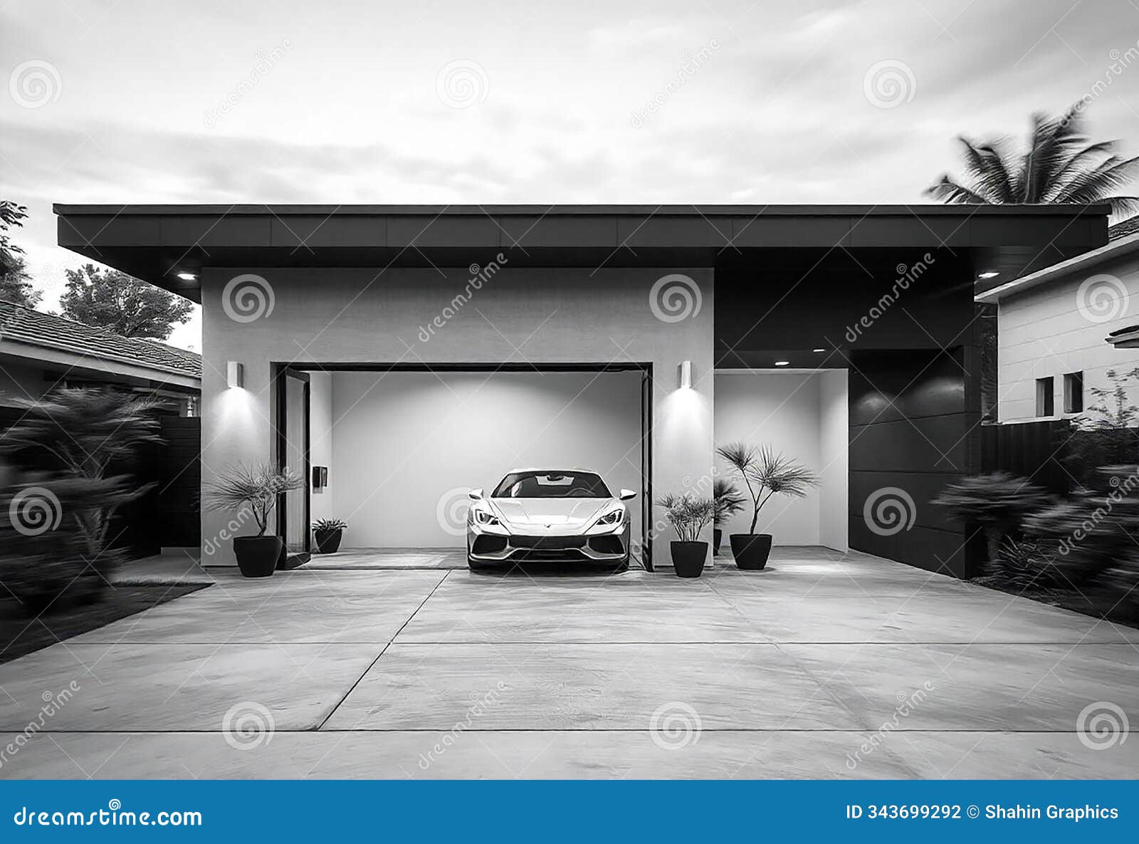 A House with a Garage and a Garage Stock Photo - Image of garages, adds ...