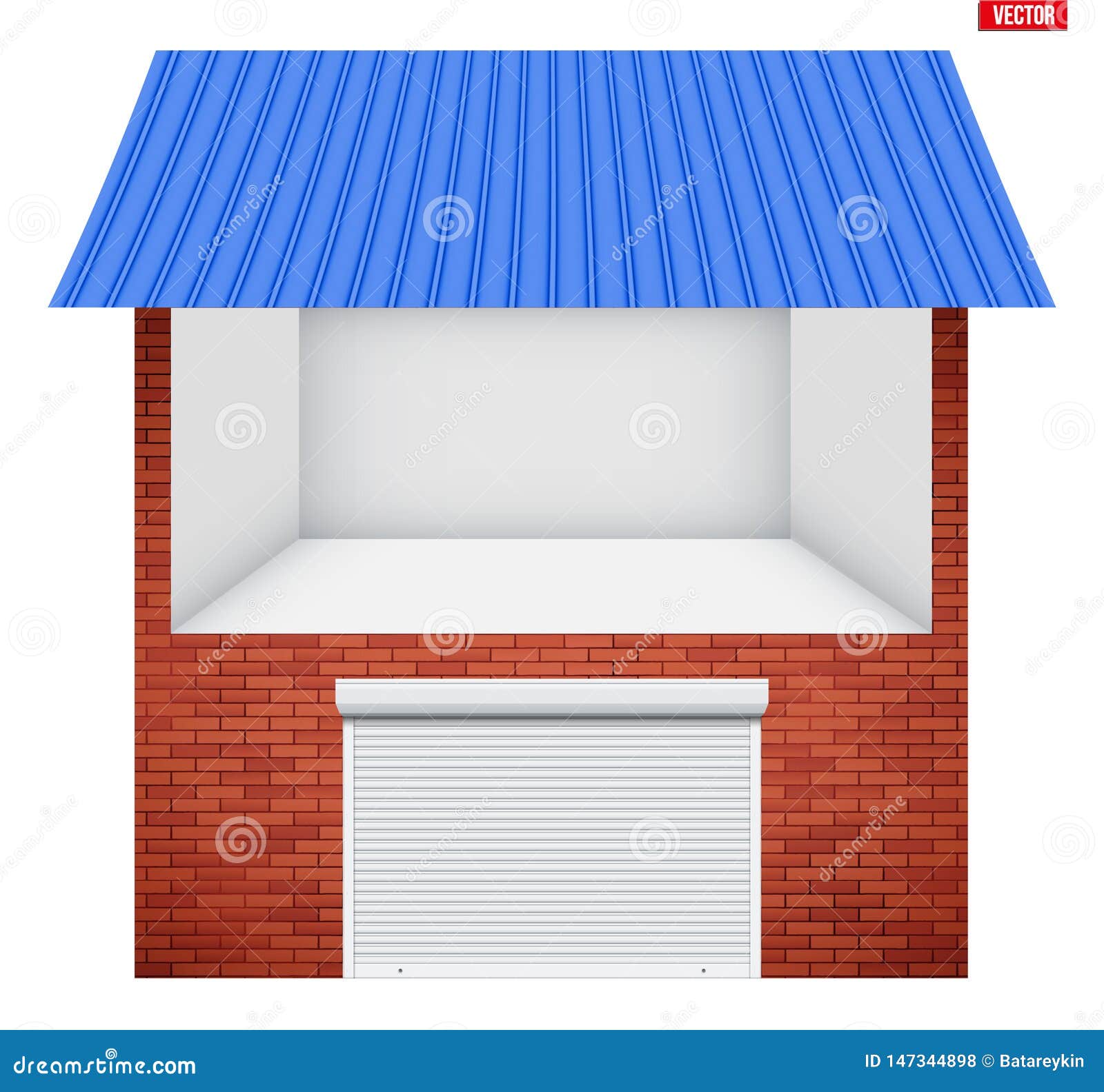 House and Garage with Roller Shutter System Stock Vector - Illustration ...