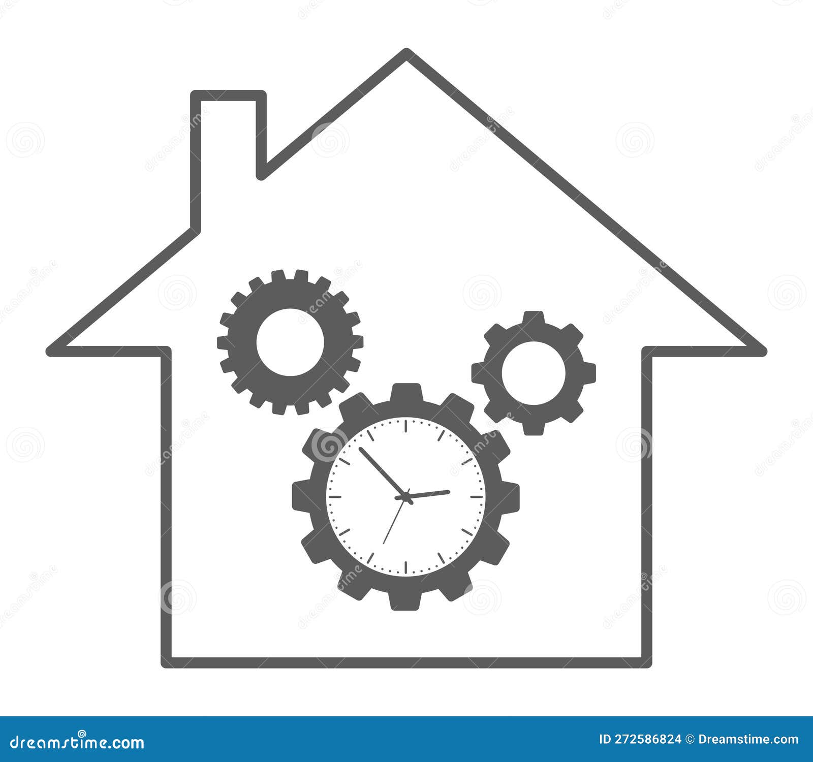 House with gears stock vector. Illustration of sign - 272586824