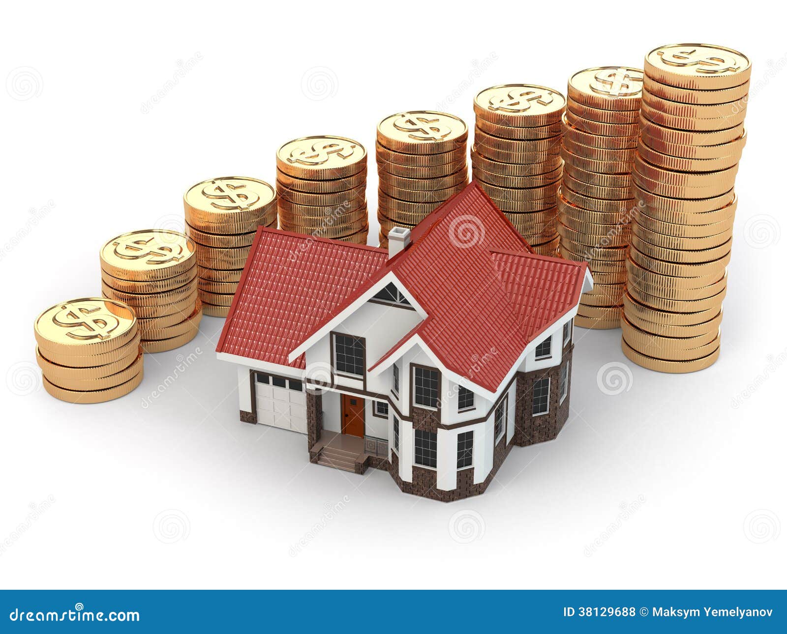 House and Graph from Coins. Real Estate Increasing Stock Illustration ...