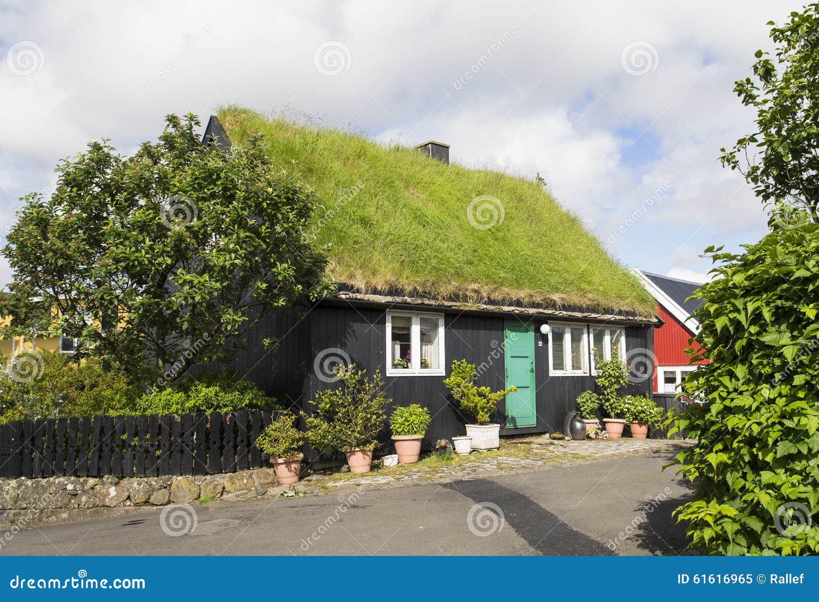 House with grass roof stock image. Image of wohnen, facurren - 61616965
